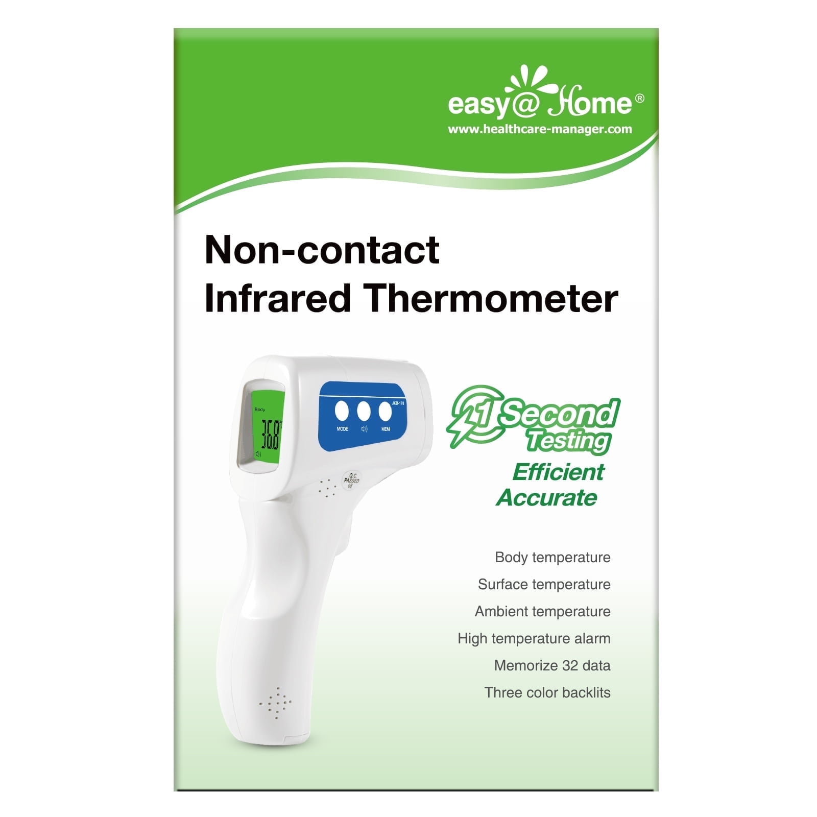 Non-Contact Infrared Thermometer, 1 Thermometer, Easy@Home HSA/FSA ...