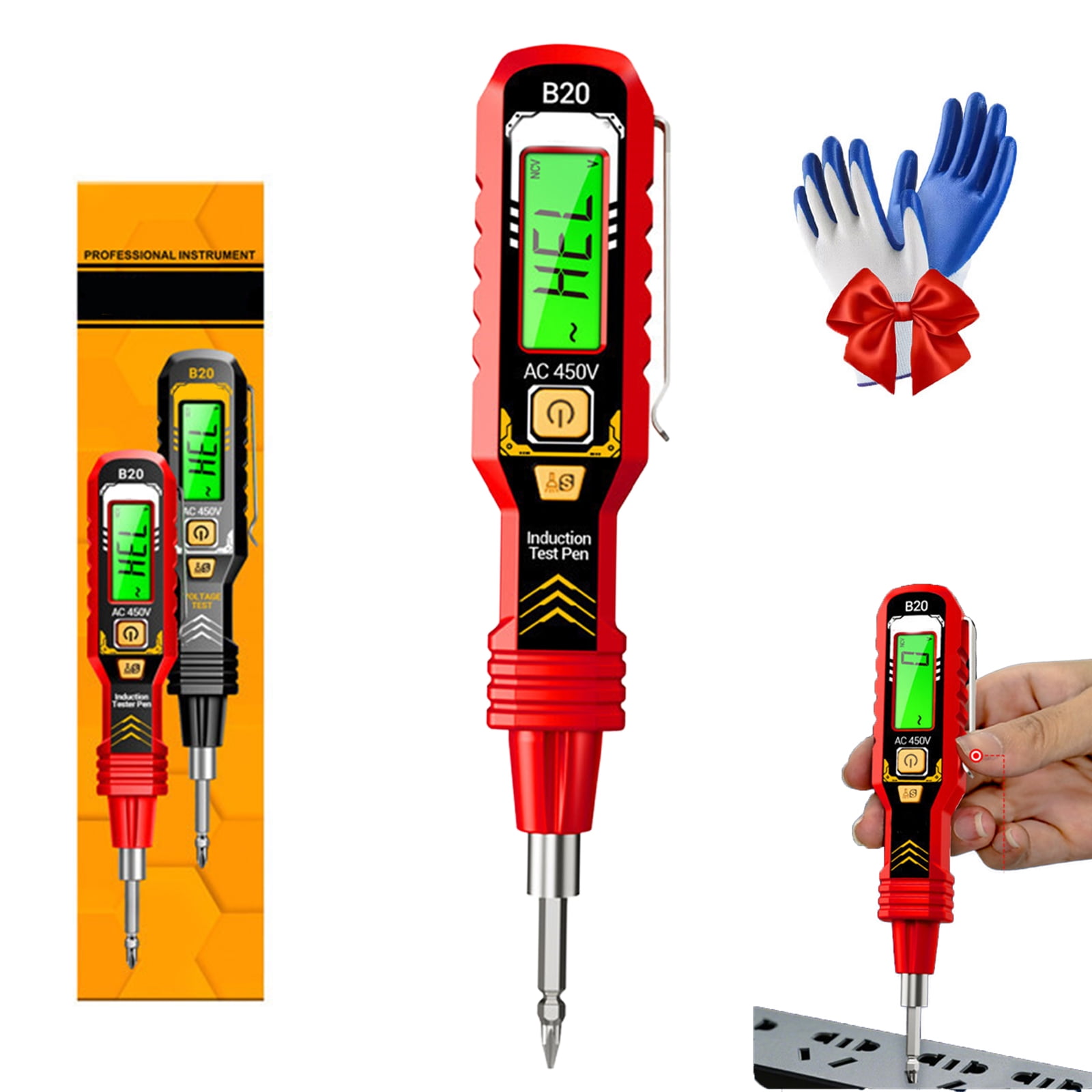Non-Contact Voltage Tester with LCD Display, Smart Voltage Test Pen, 2 ...
