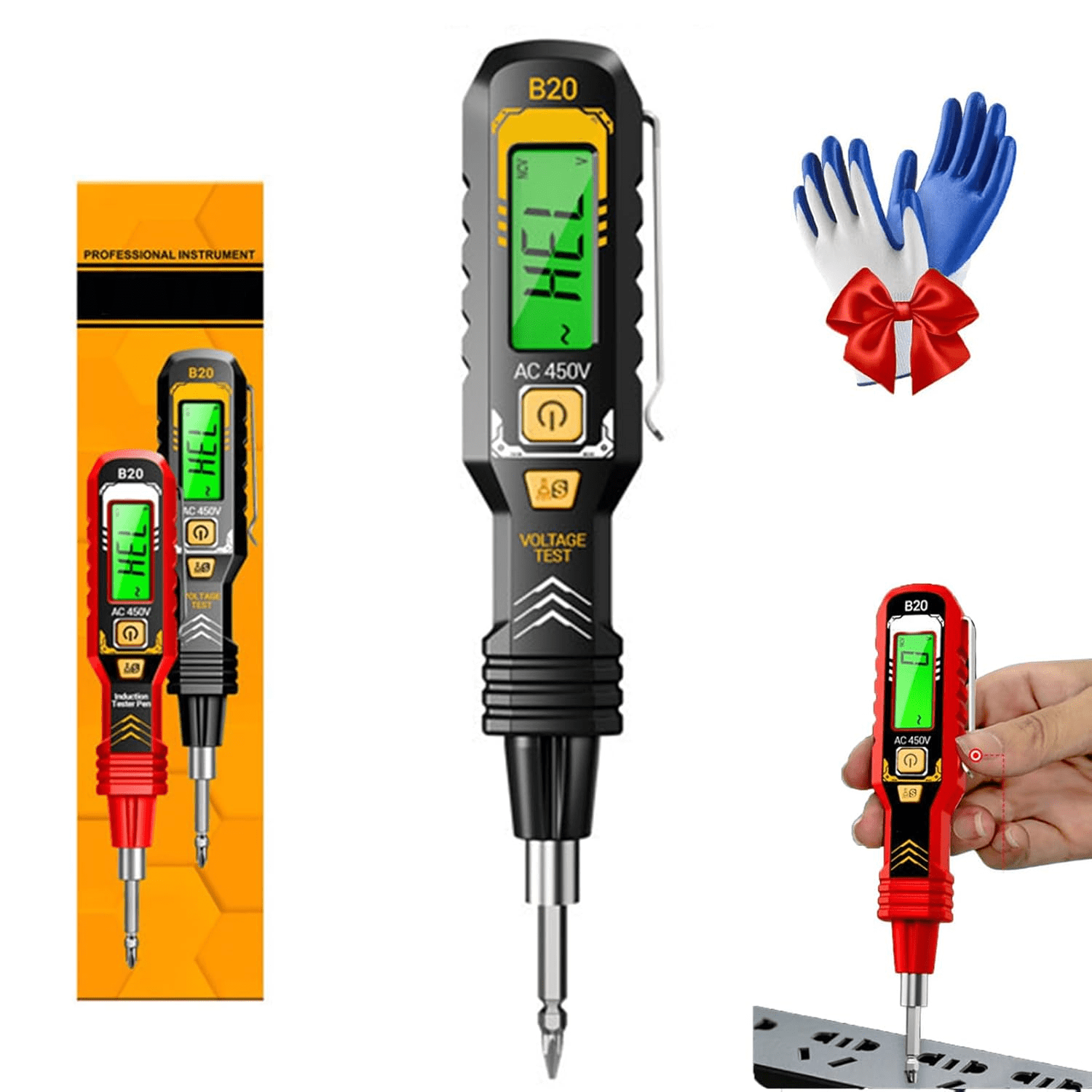 Non-Contact Voltage Tester with LCD Display, Smart Voltage Test Pen, 2 ...