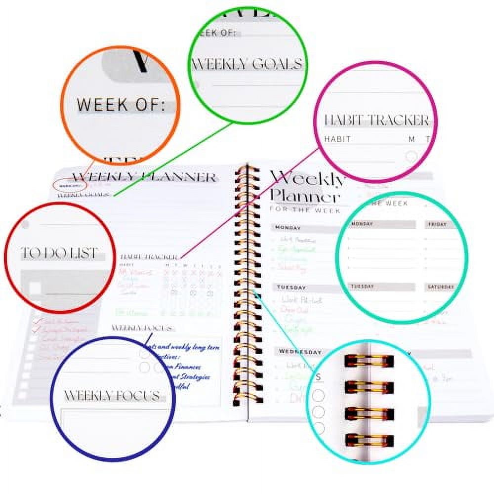 Non-Dated Weekly Planner Booklet – Spiral Notebook for Organizing ...