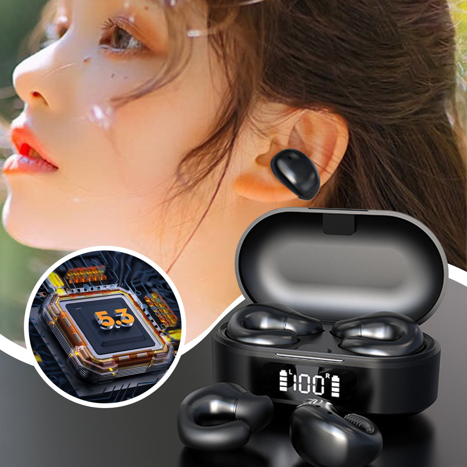 Non-Destructive Bluetooth 5.3 Wireless Headphones Wireless Ear Clip ...