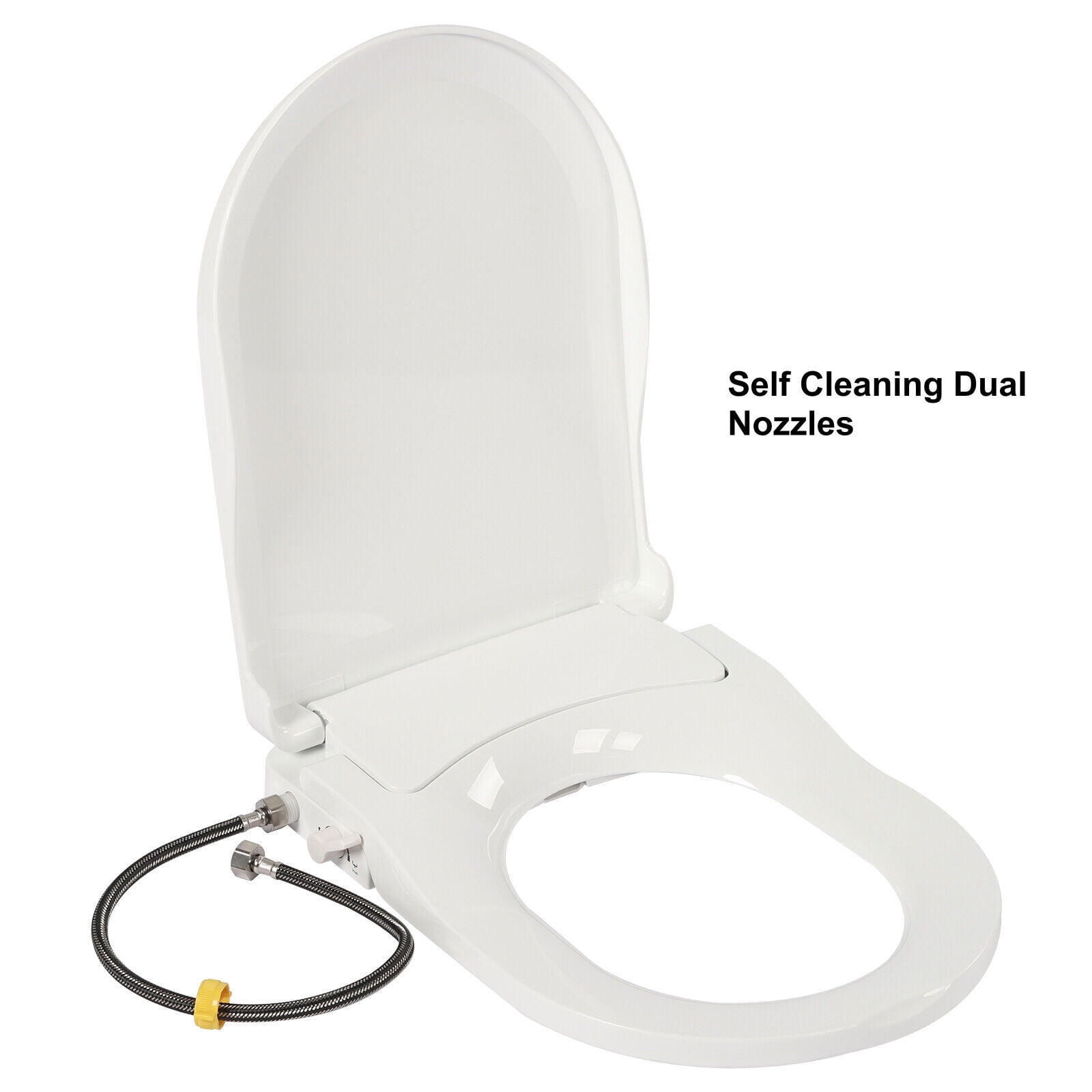 Non Electric Bidet Toilet Seat Dual Nozzle Fresh Water Spray D Shape