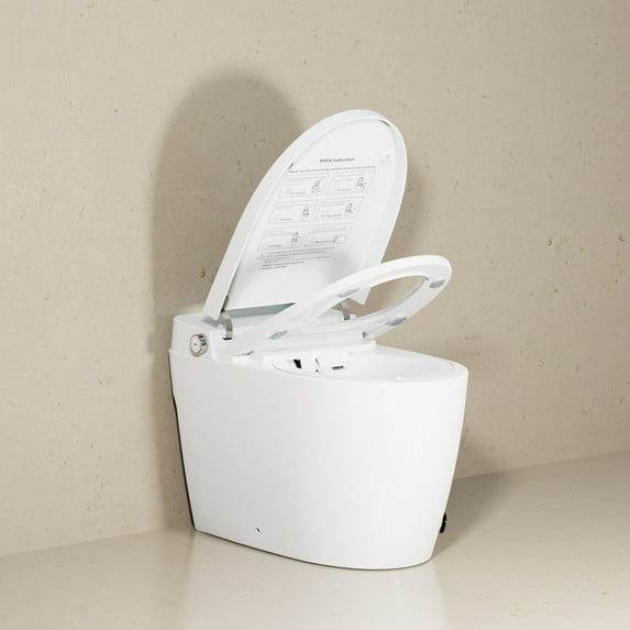 Non-Electric Tankless One-Piece Toilet, Dual Button Power Flush with ...