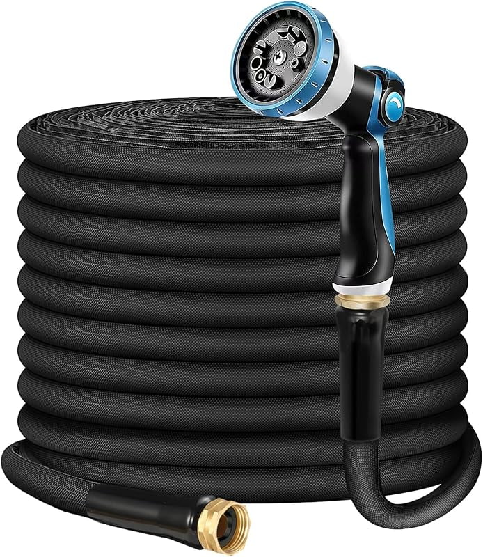 Non-Expandable Garden Hose 100feet, Flexible Water Hose with 10 ...