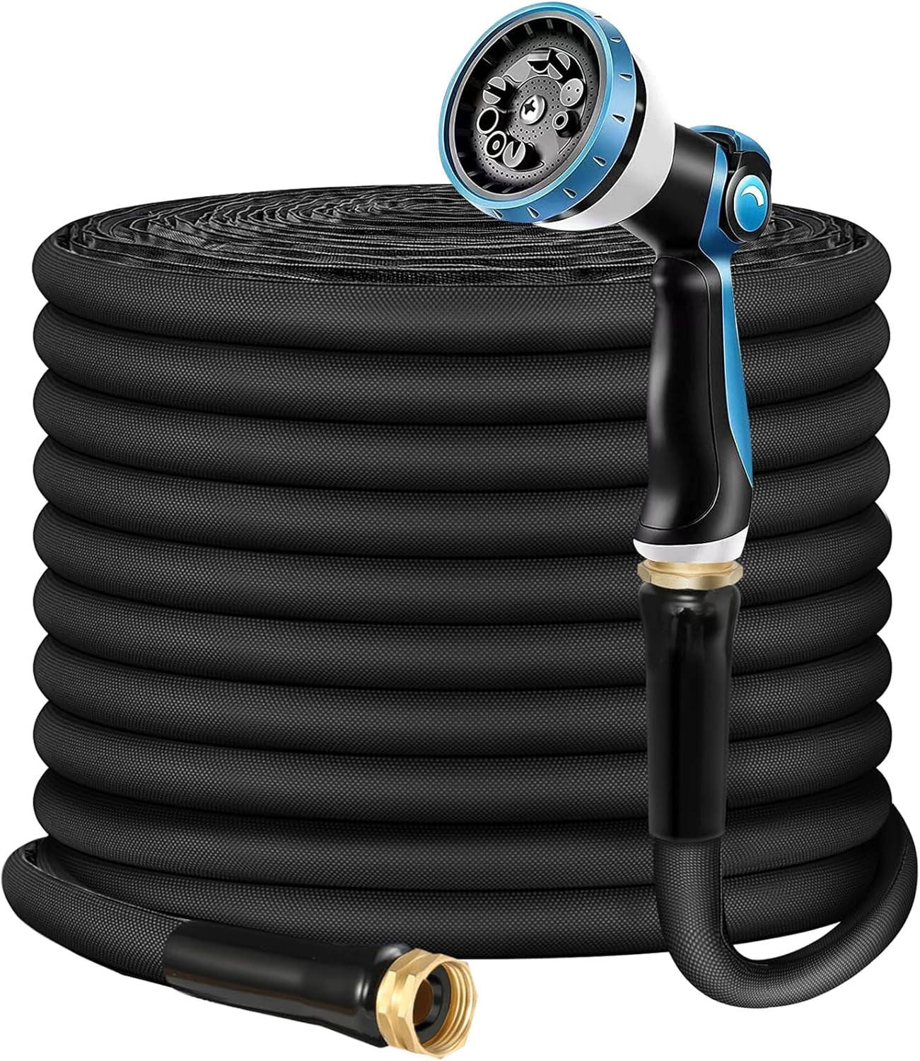 Non-Expandable Garden Hose 100feet, Flexible Water Hose with 10 ...