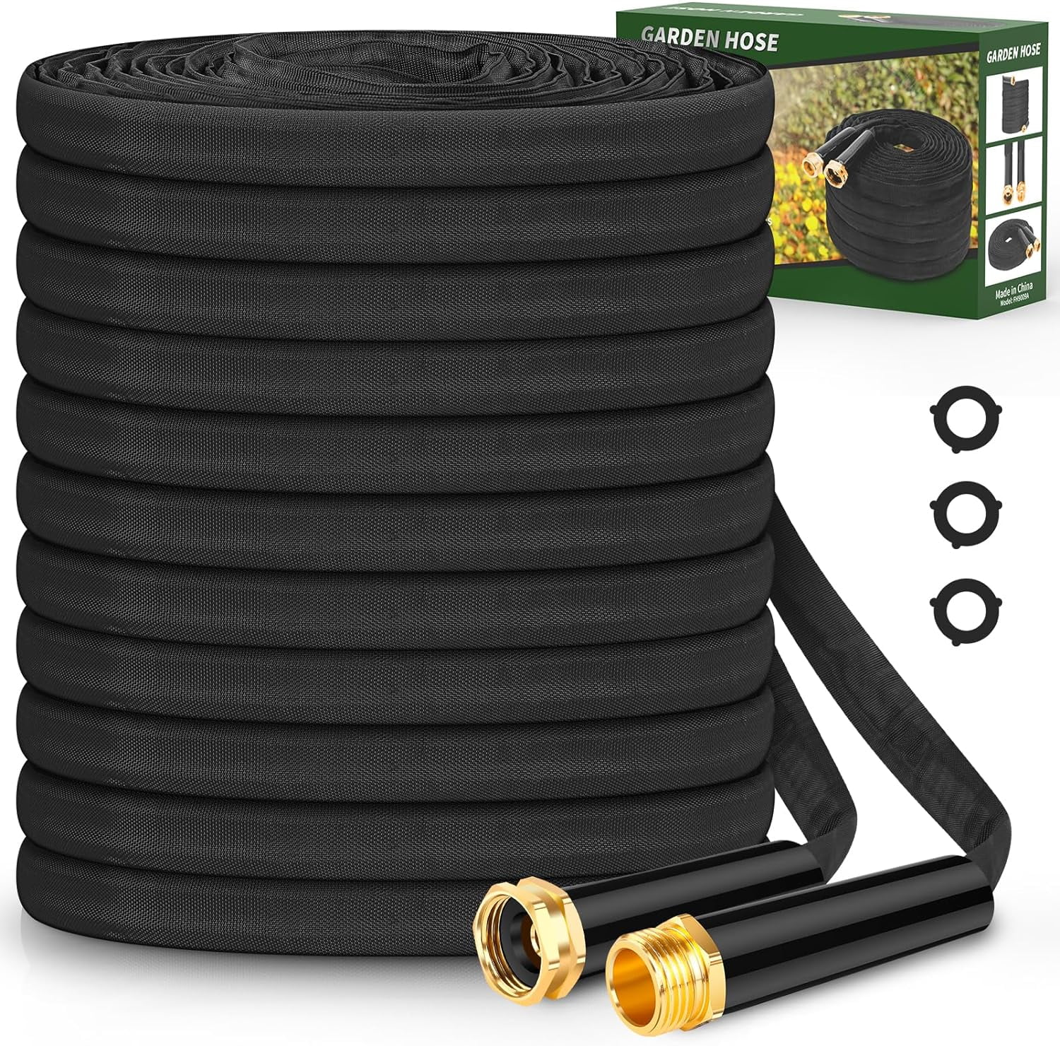 Non-Expandable Garden Hose 50FT, Flexible and Tough, Lightweight and ...