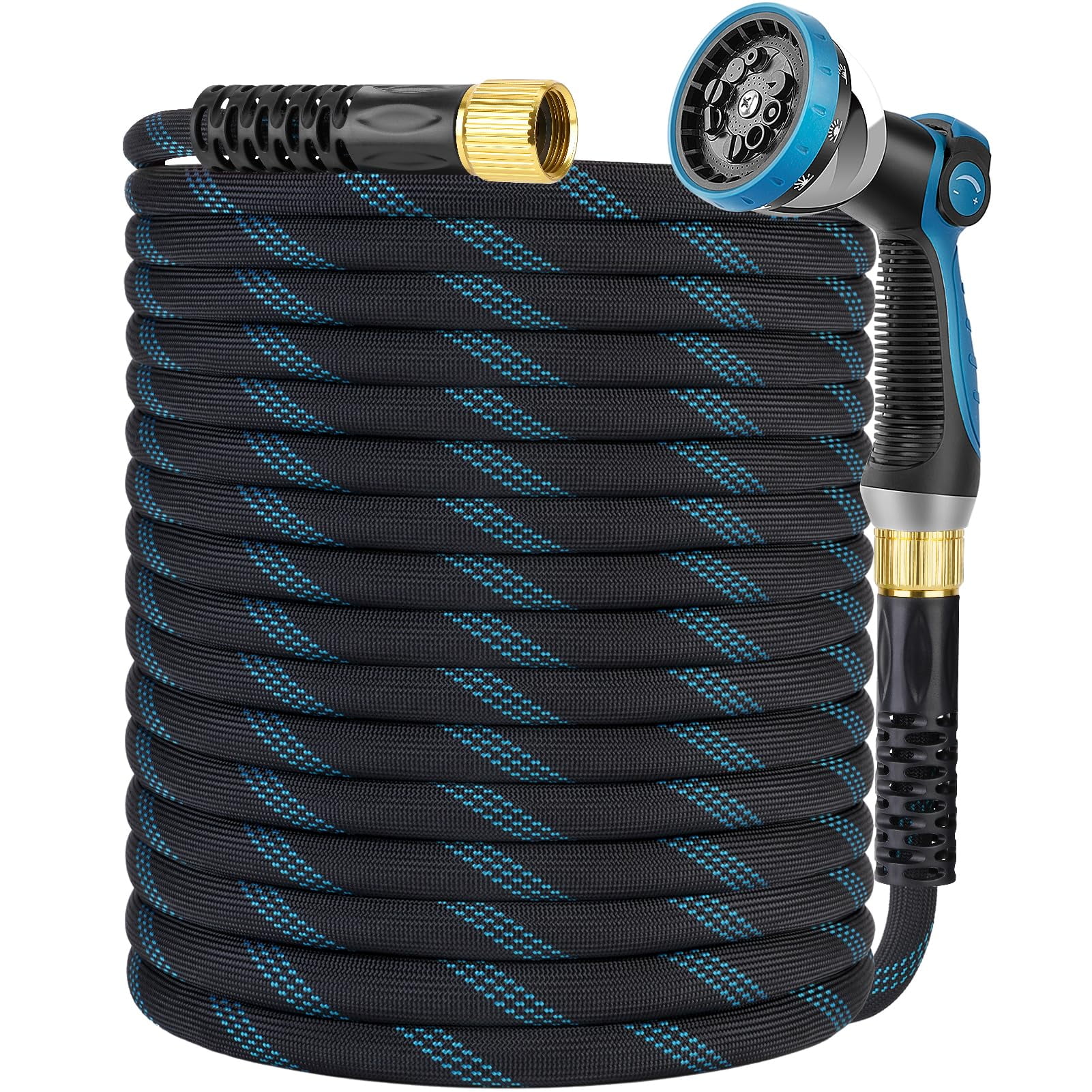Non-Expanding Garden Hose 100 ft, Kink Free Flexible Water Hose with 10 ...