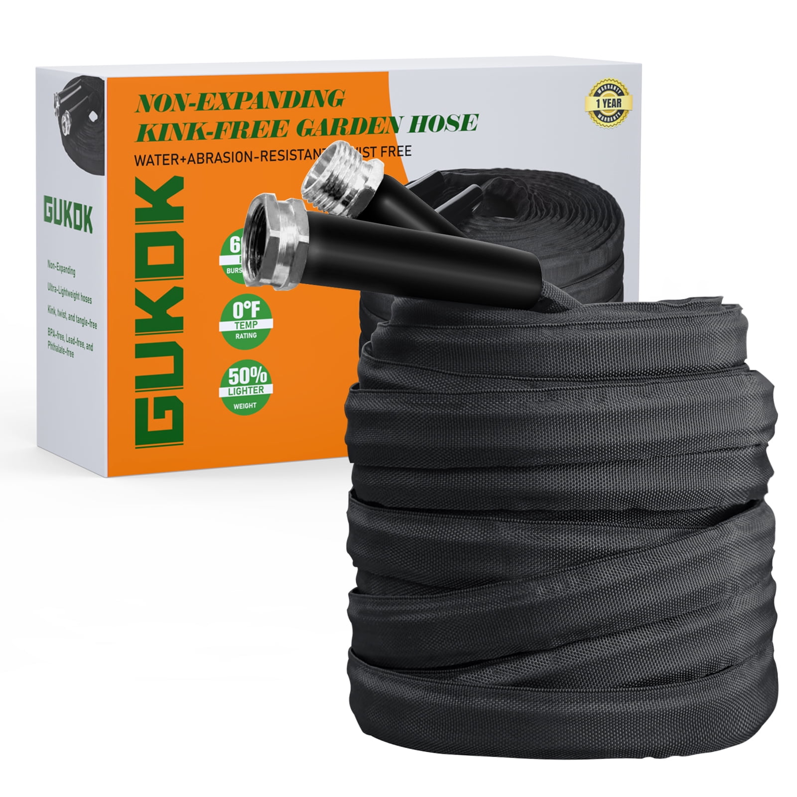 Heavy Duty Non-Expanding Garden Hose, Lightweight, Durable, Kink-Free ...