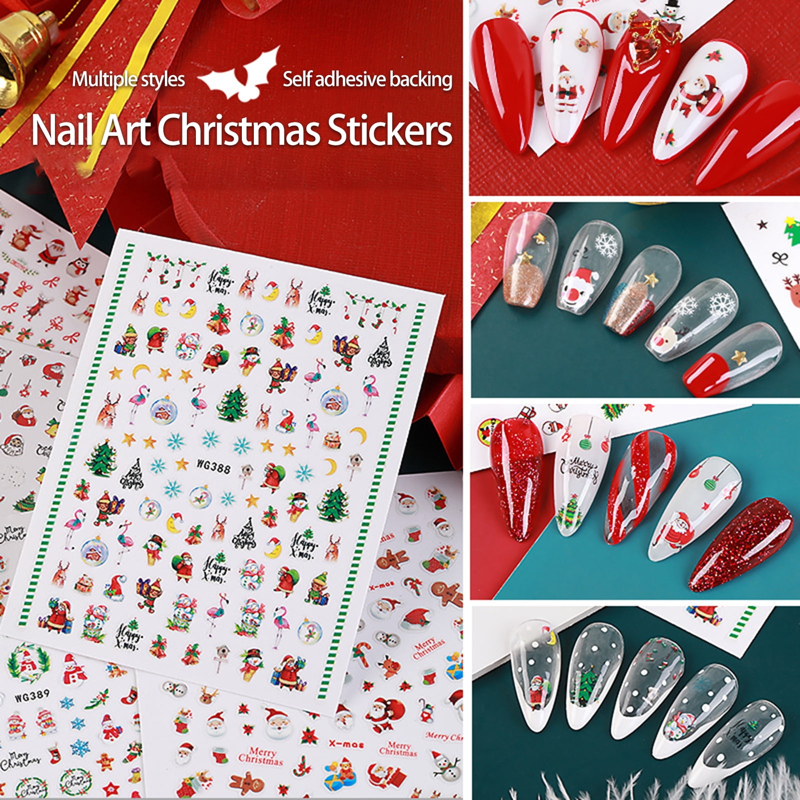 Non-Fading 3D Effects Xmas Themed Nail Art Sticker Paste Easily ...