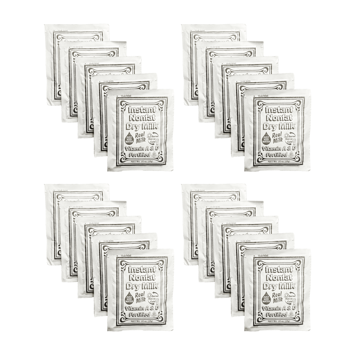 Non-Fat Dry Milk Instant Mix Packets – 15g Each, 20 Pack – Vitamin A ...