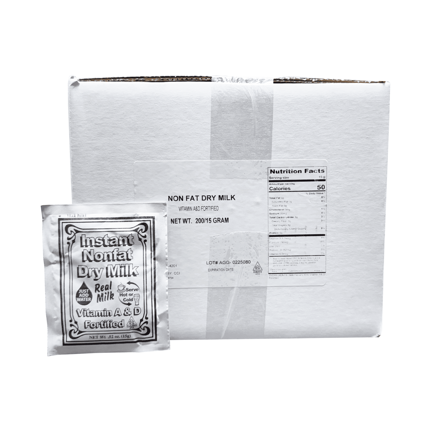 Non-Fat Dry Milk Instant Mix Packets – 15g Each, 200 Pack – Vitamin A ...