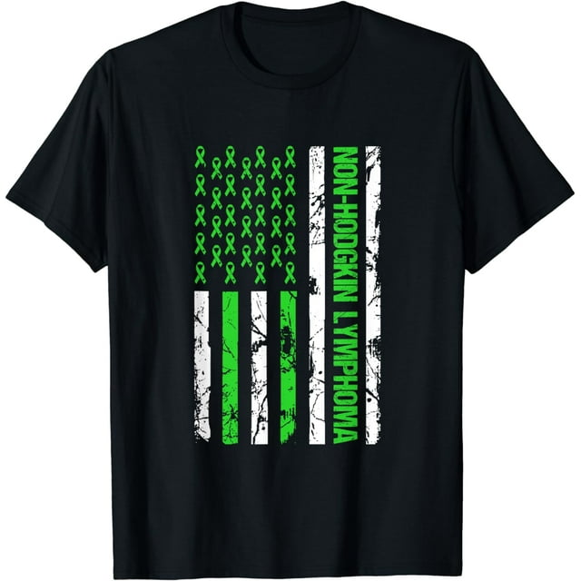 Non Hodgkin Lymphoma Flag Lime Green Ribbon Awareness T Shirt