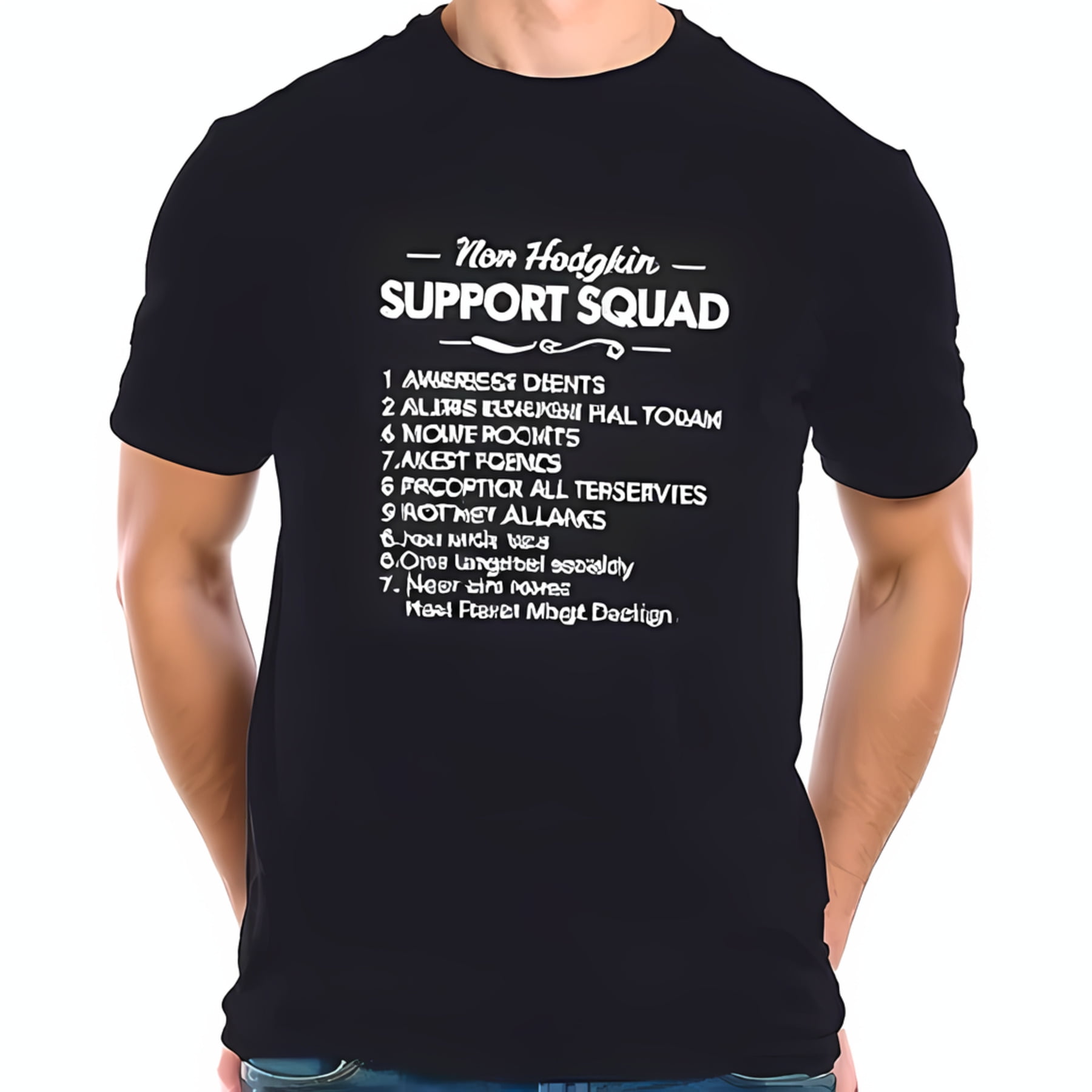 Non Hodgkin Support Squad Cotton Short Sleeve T-Shirt - Bold Text ...