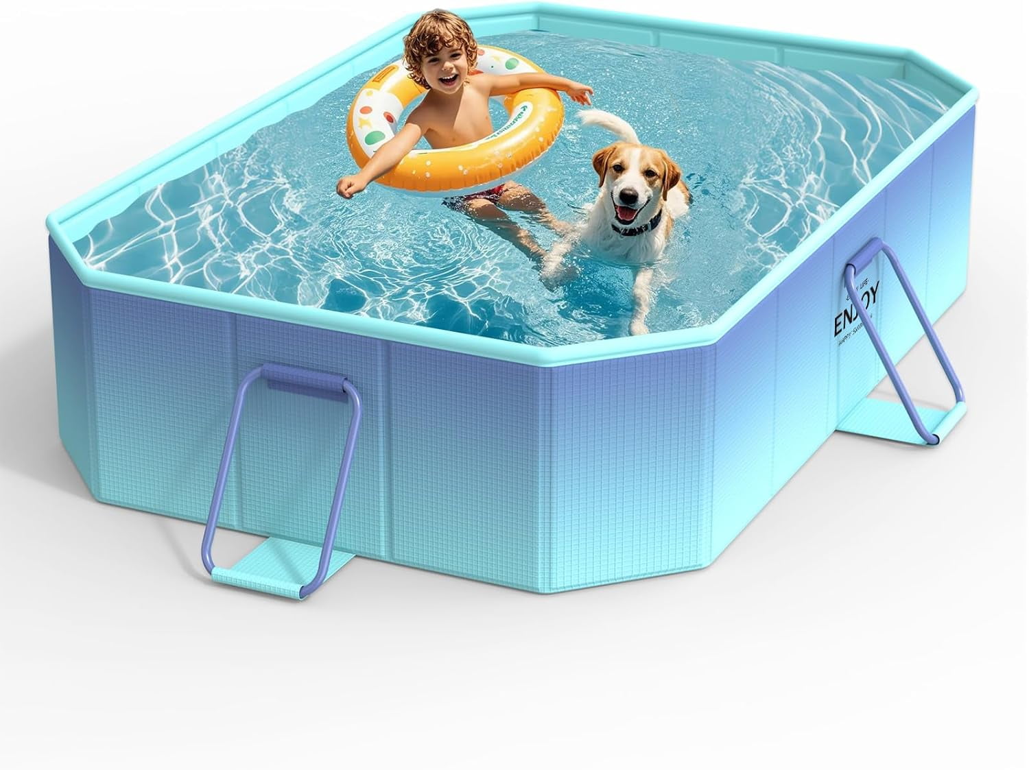 Non-Inflatable Swimming Pool, Foldable Pool with Metal Bracket, Outdoor ...