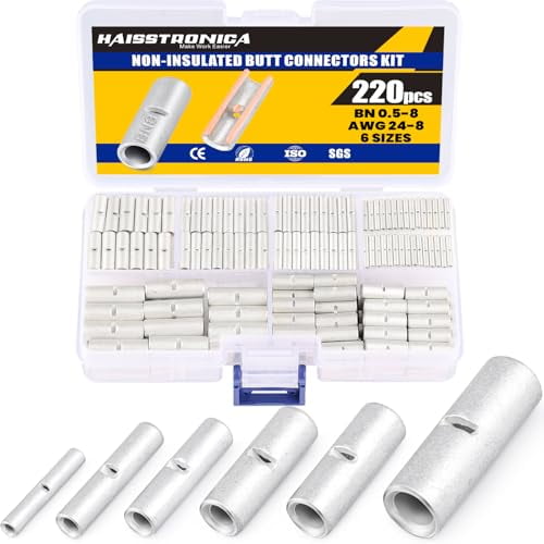 Non Insulated Butt Connectors Kit 220pcs Butt Connectors for Wiring ...