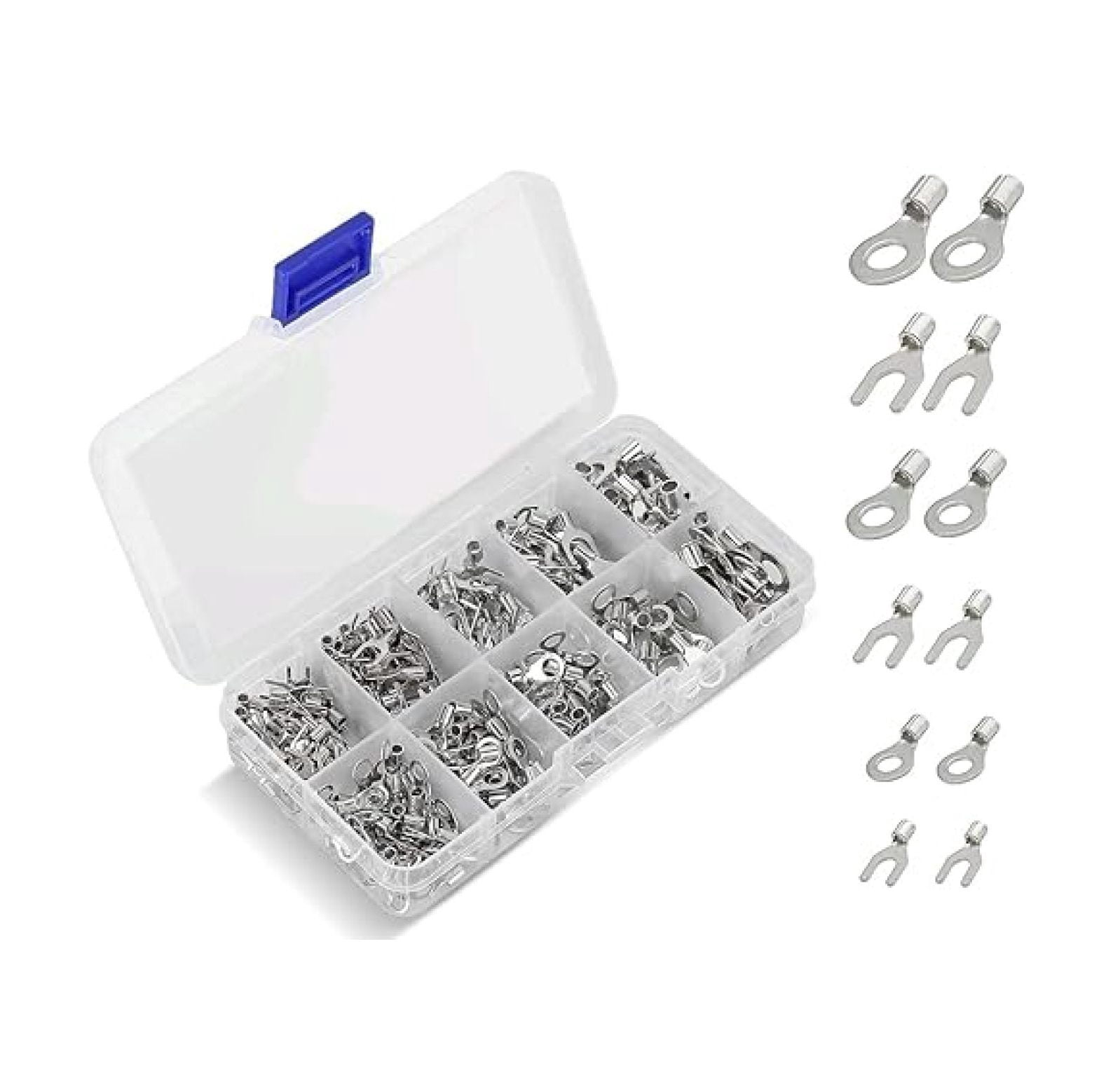 Non-Insulated Ring Terminal & Fork Connector Kit, 320pcs 22-16/16-14/12 ...