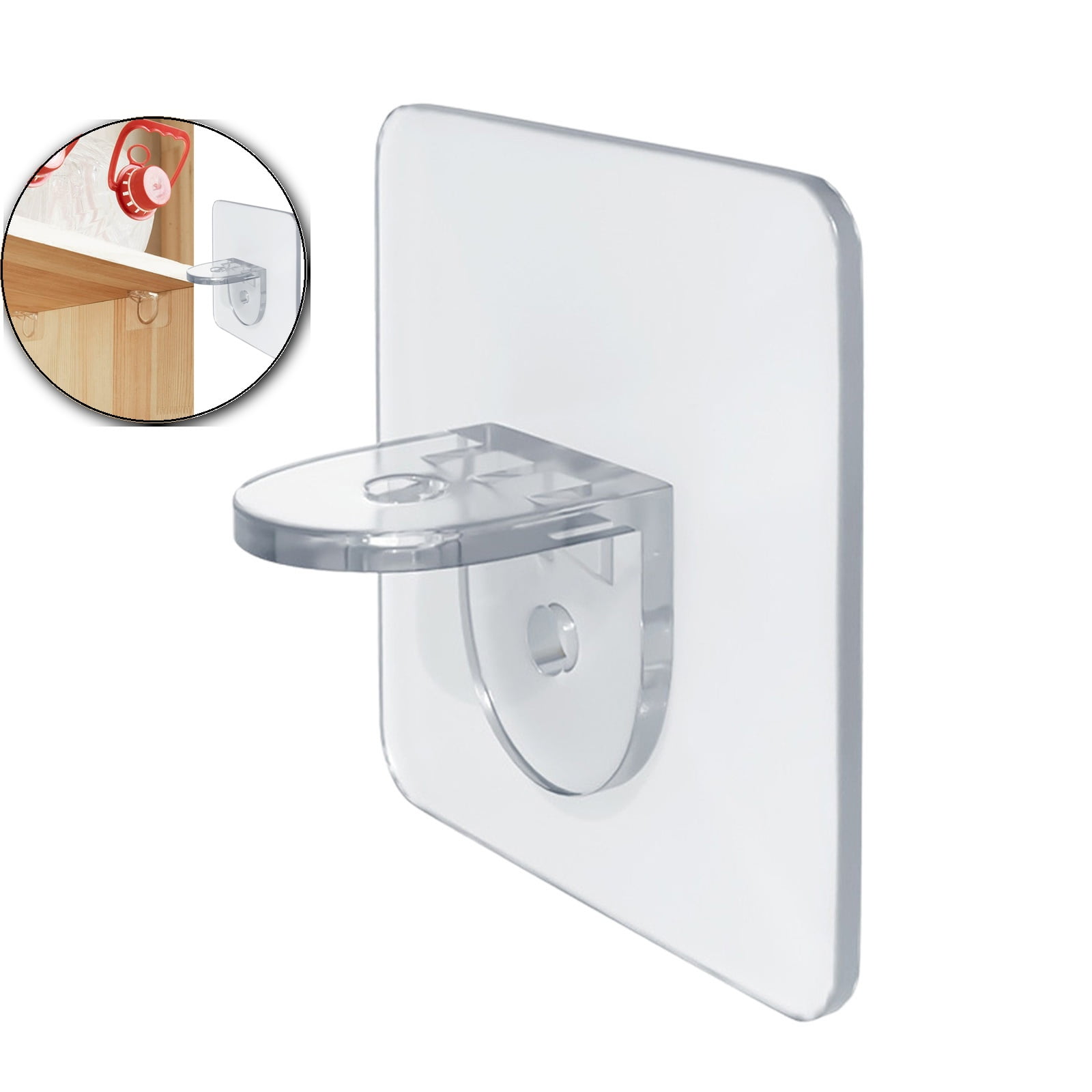 Non-Marking Adhesive No-Drill Cabinet Laminate Fixing Bracket Clear PVC ...