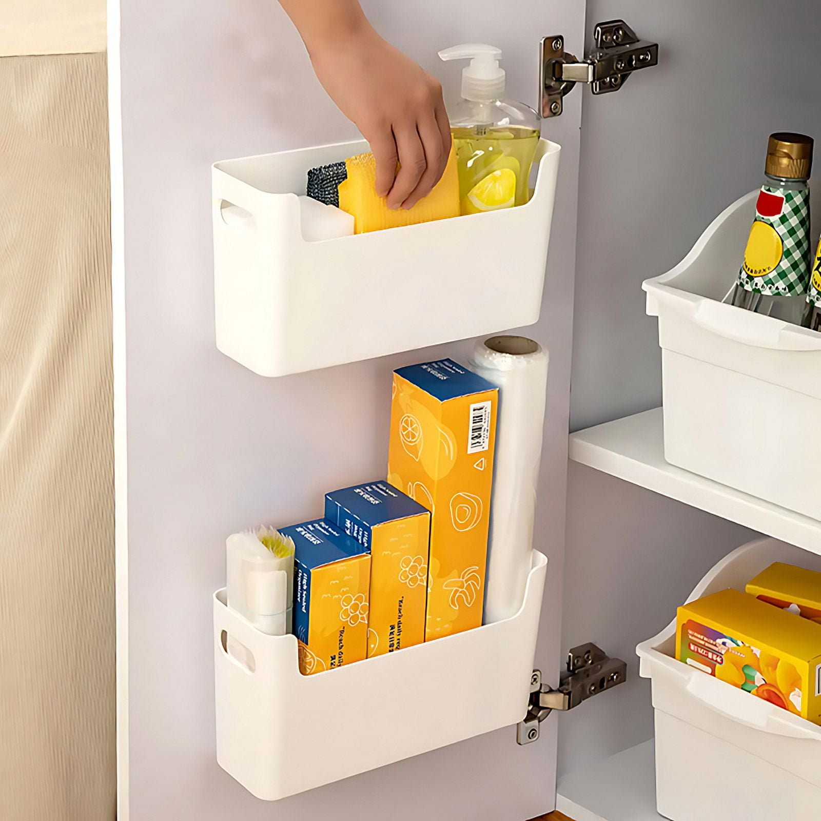Non Perforated Cling Film Rack Inside Cabinet Wall Shelf Shelves Spice ...