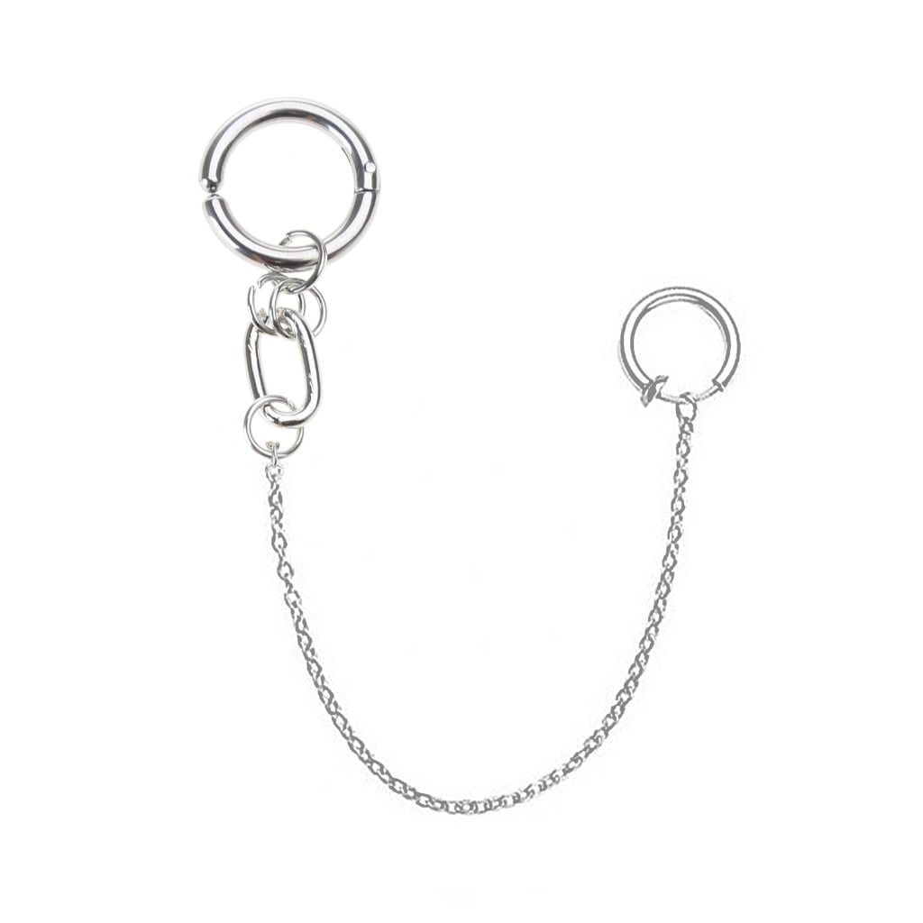 Non-Piercing Cosplay Props Anime Earrings Fake Lip Ring with Long Chain ...