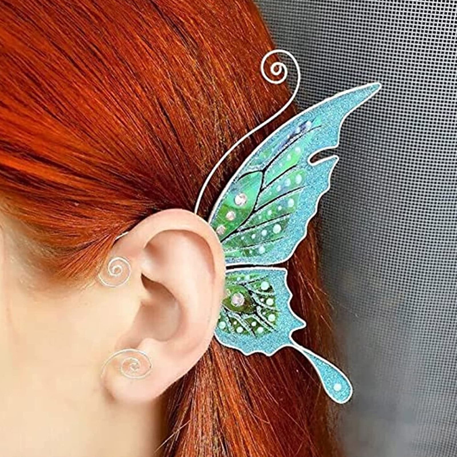 Non-Piercing Ear Sleeve Dangle Exquisite Fairy Tale Iridescent Elf ...
