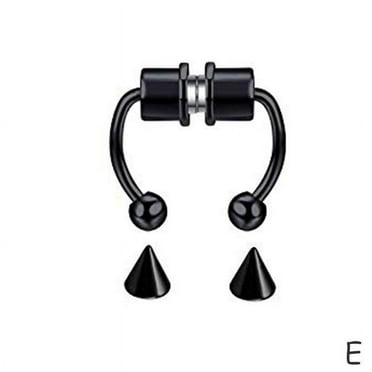 HELEVIA 5 Pair Faux Jewelry - Stainless Steel Magnetic Fake Septum Nose ...
