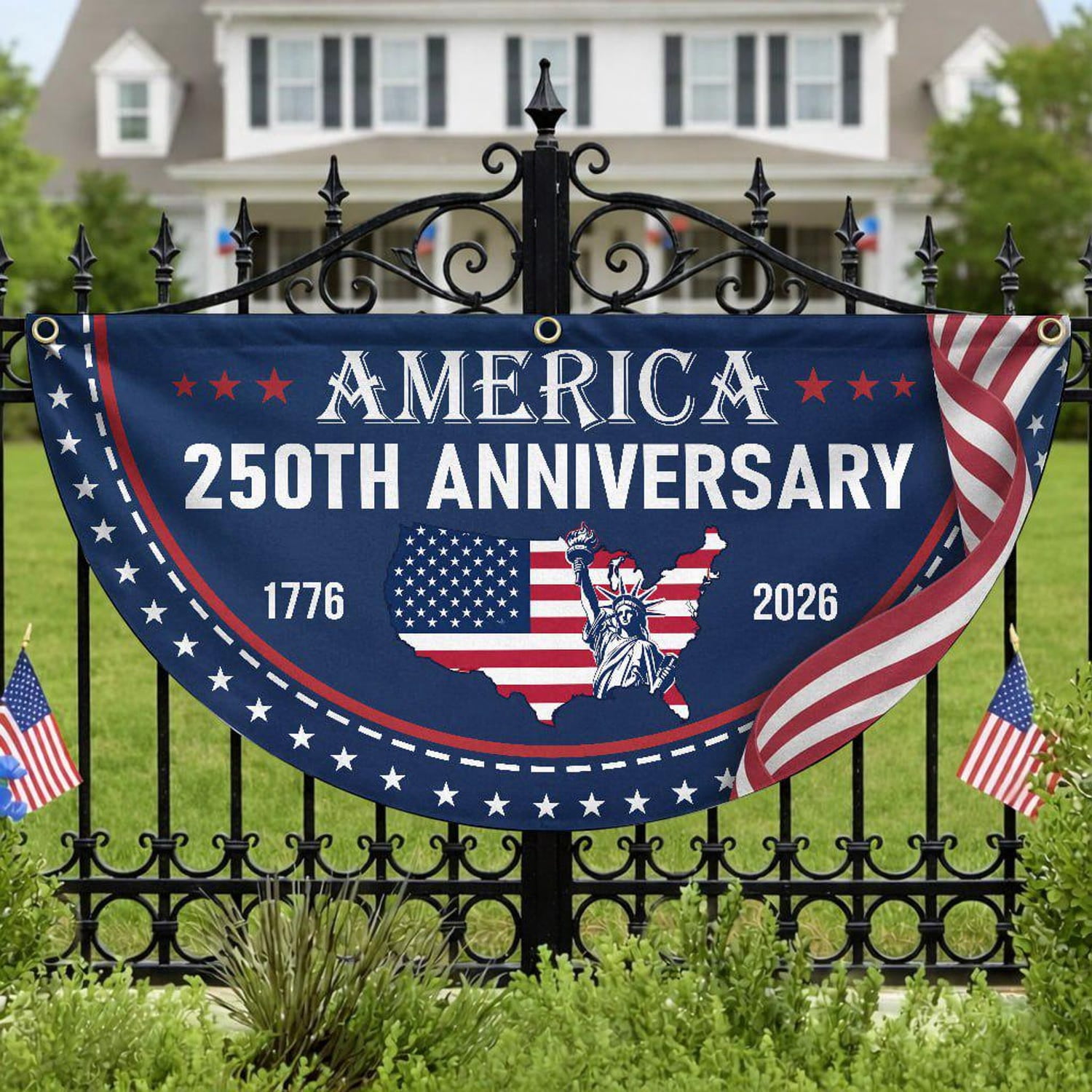 Non-Pleated Fan Flag - Personalized America 250th Anniversary Gifts ...