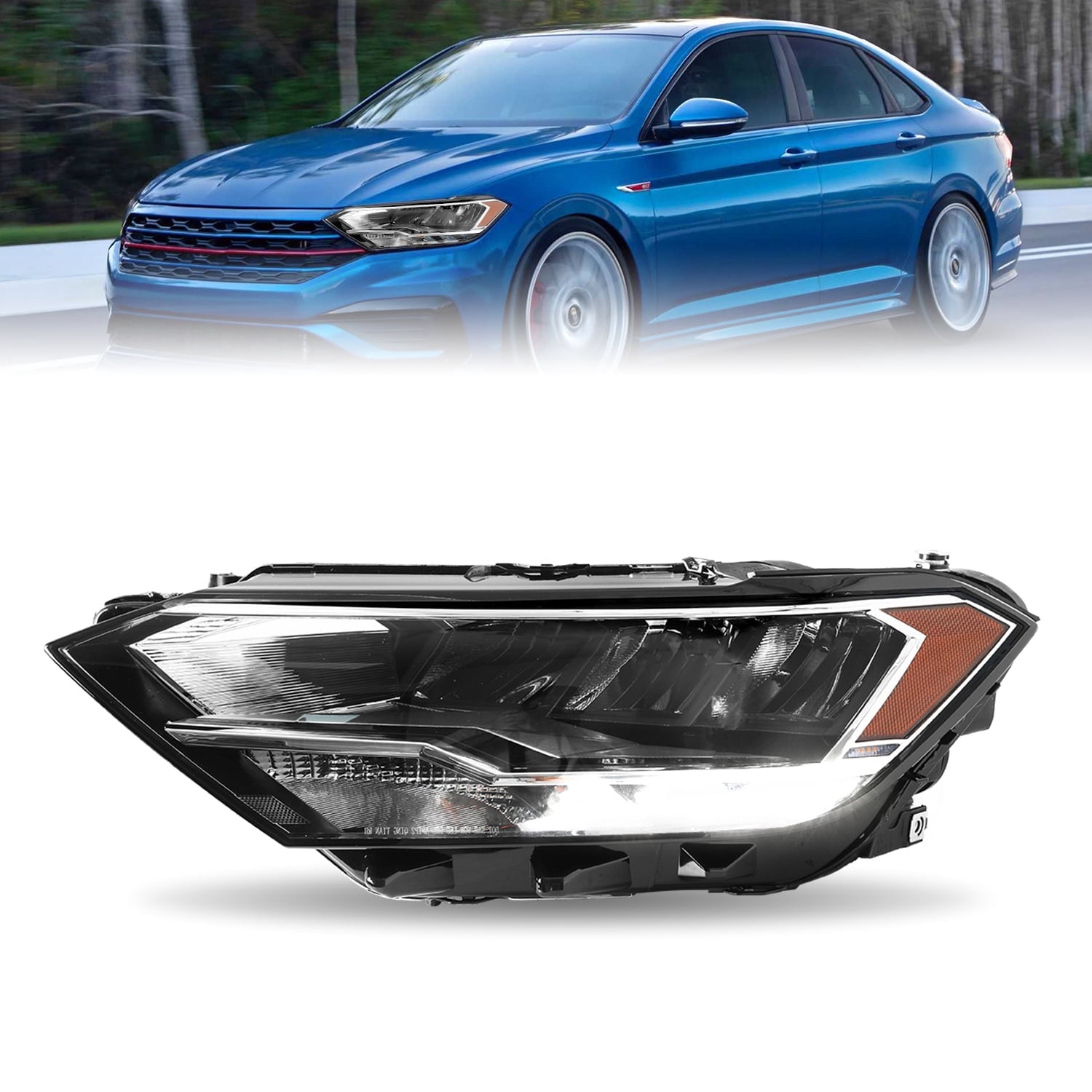 Non-Projector Headlights For 2019-2023 Volkswagen Jetta LED Lamps Left ...