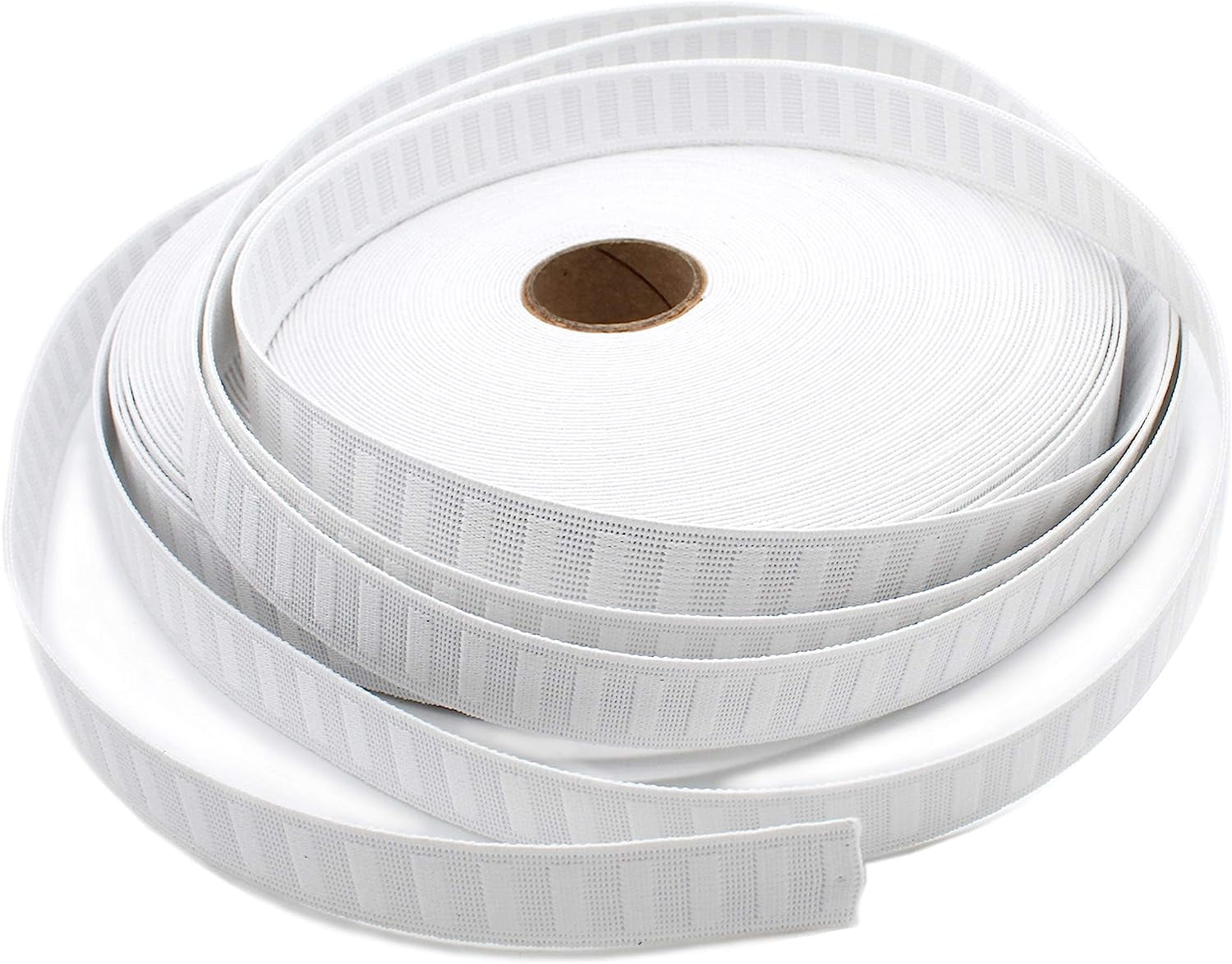 Non-Roll Elastic 1" White-Heavy Duty Ribbed Elastic (36 Yards on a Roll ...