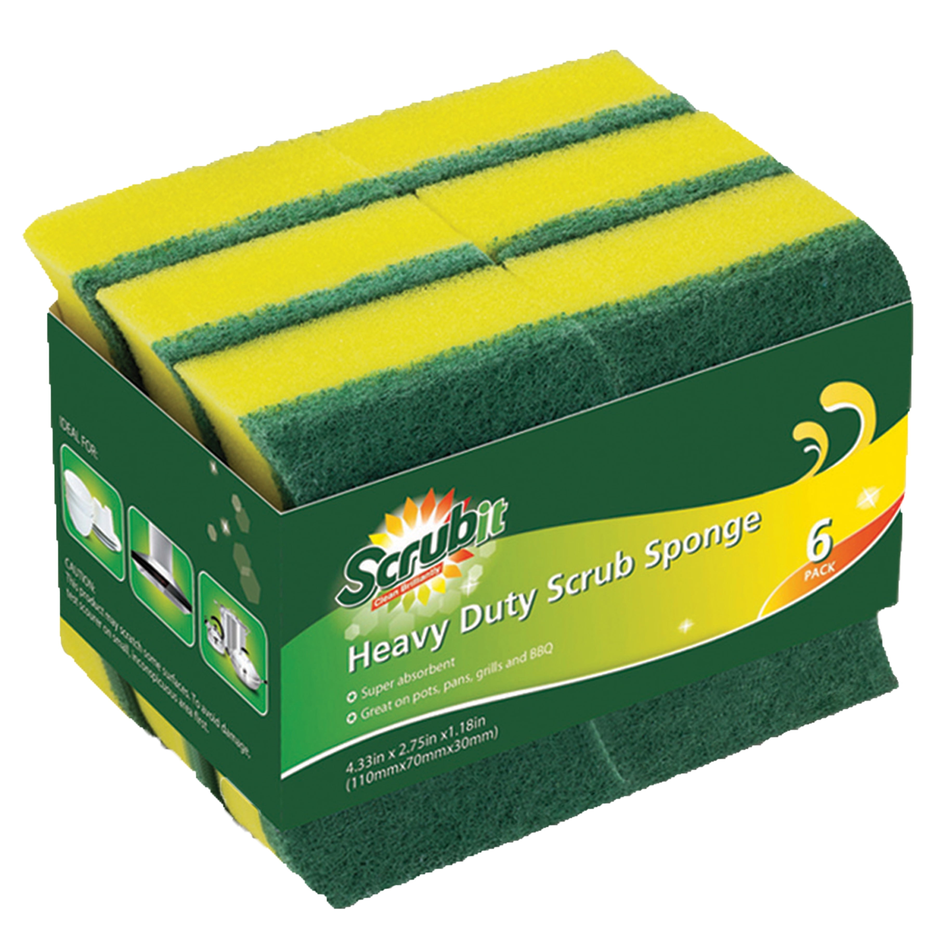SCRUBIT Non-Scratch Scrub Sponges for Kitchen, Dishes, Bathroom & Pots ...