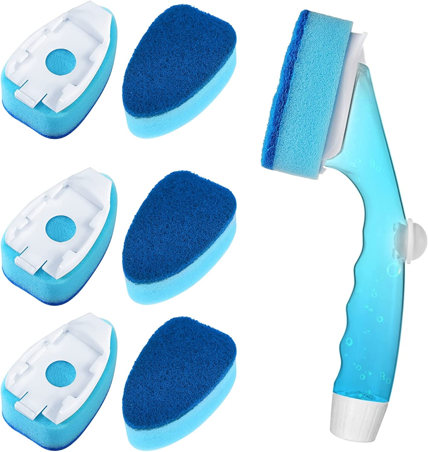 Non Scratch Dishwand Refill with Handle, 6 Heavy Duty Dish Wand Refills ...