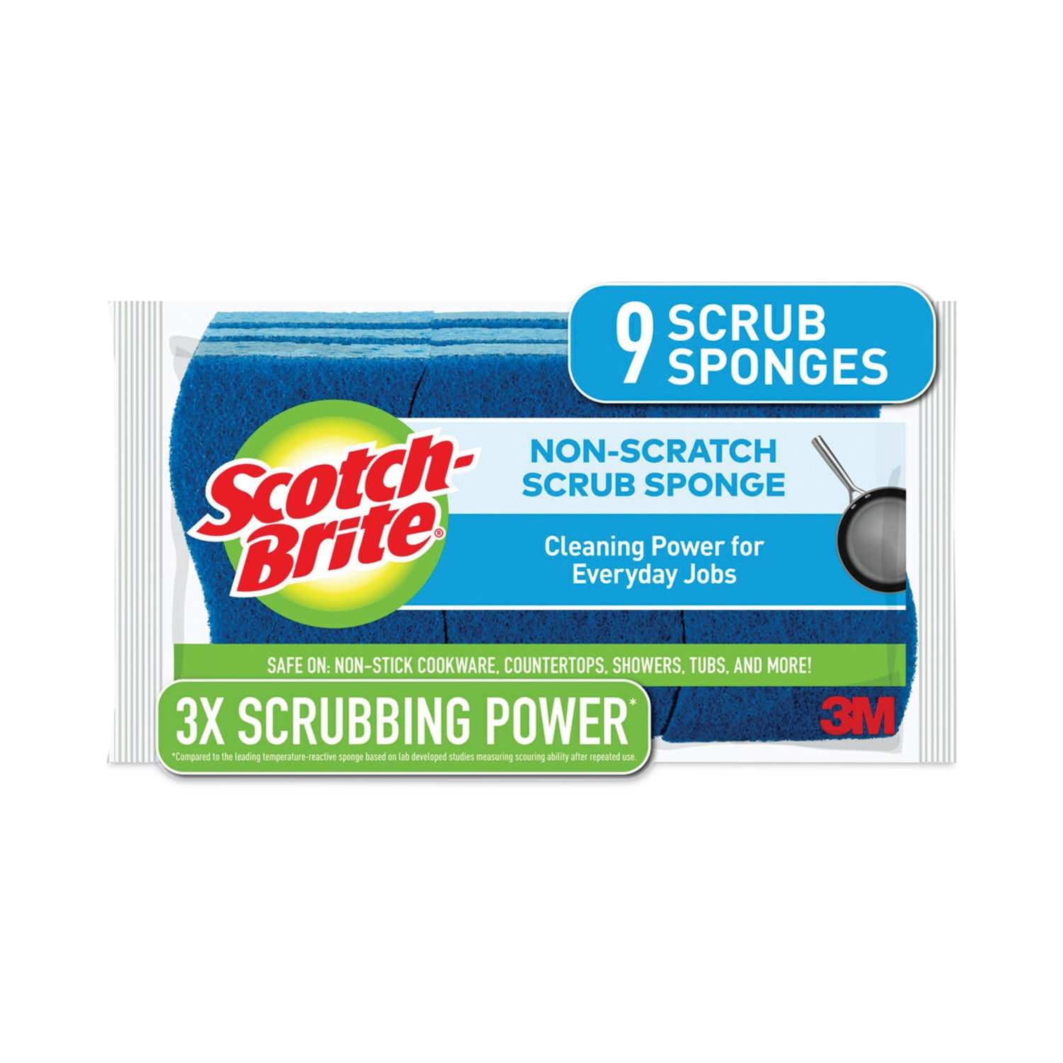 Non-Scratch Multi-Purpose Scrub Sponge, 4.4 X 2.6, 0.8" Thick, Blue, 9 ...