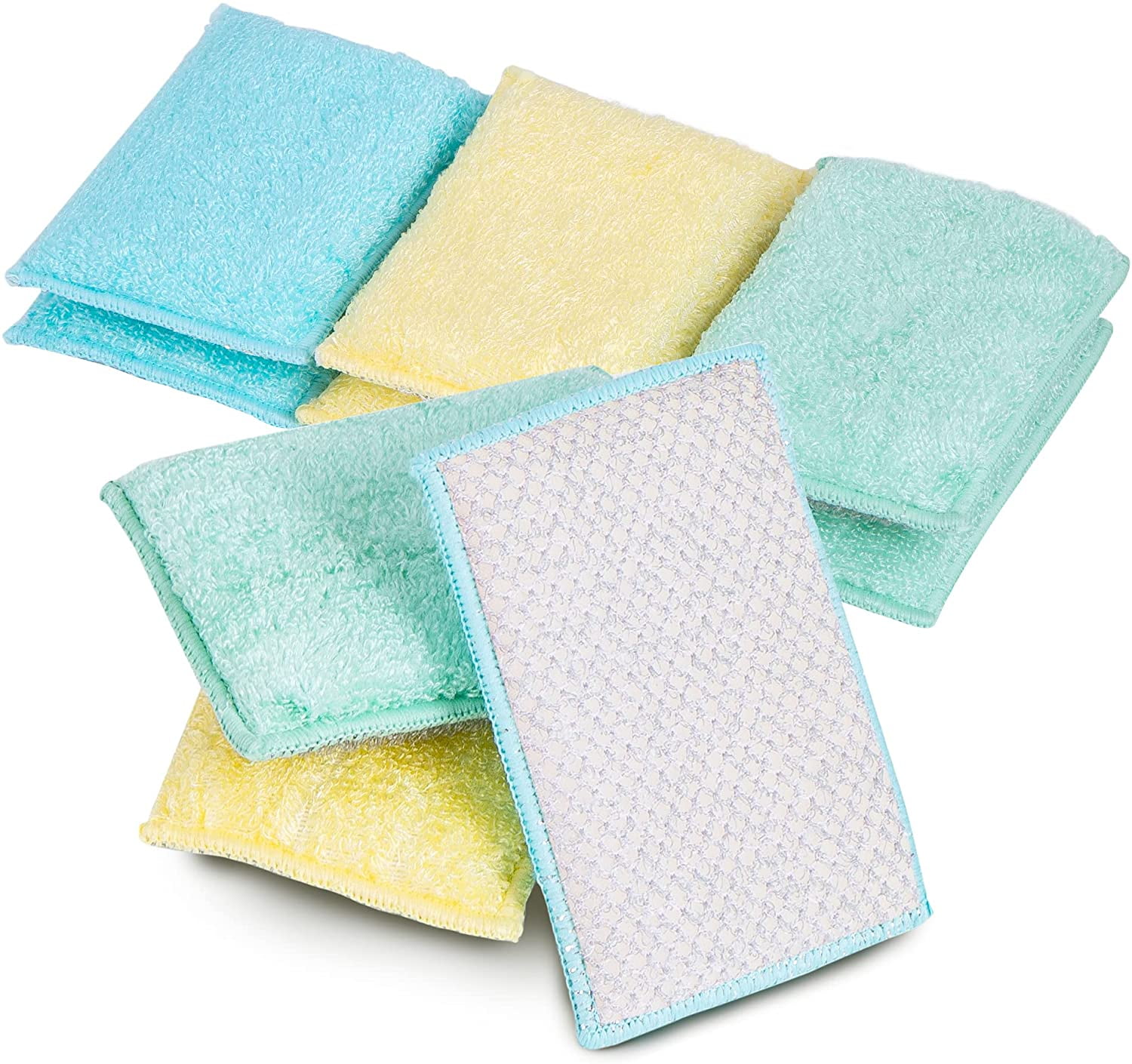 Non Scratch Scrub Sponge with Bamboo Odorless Rayon Fiber - Set of 9 ...