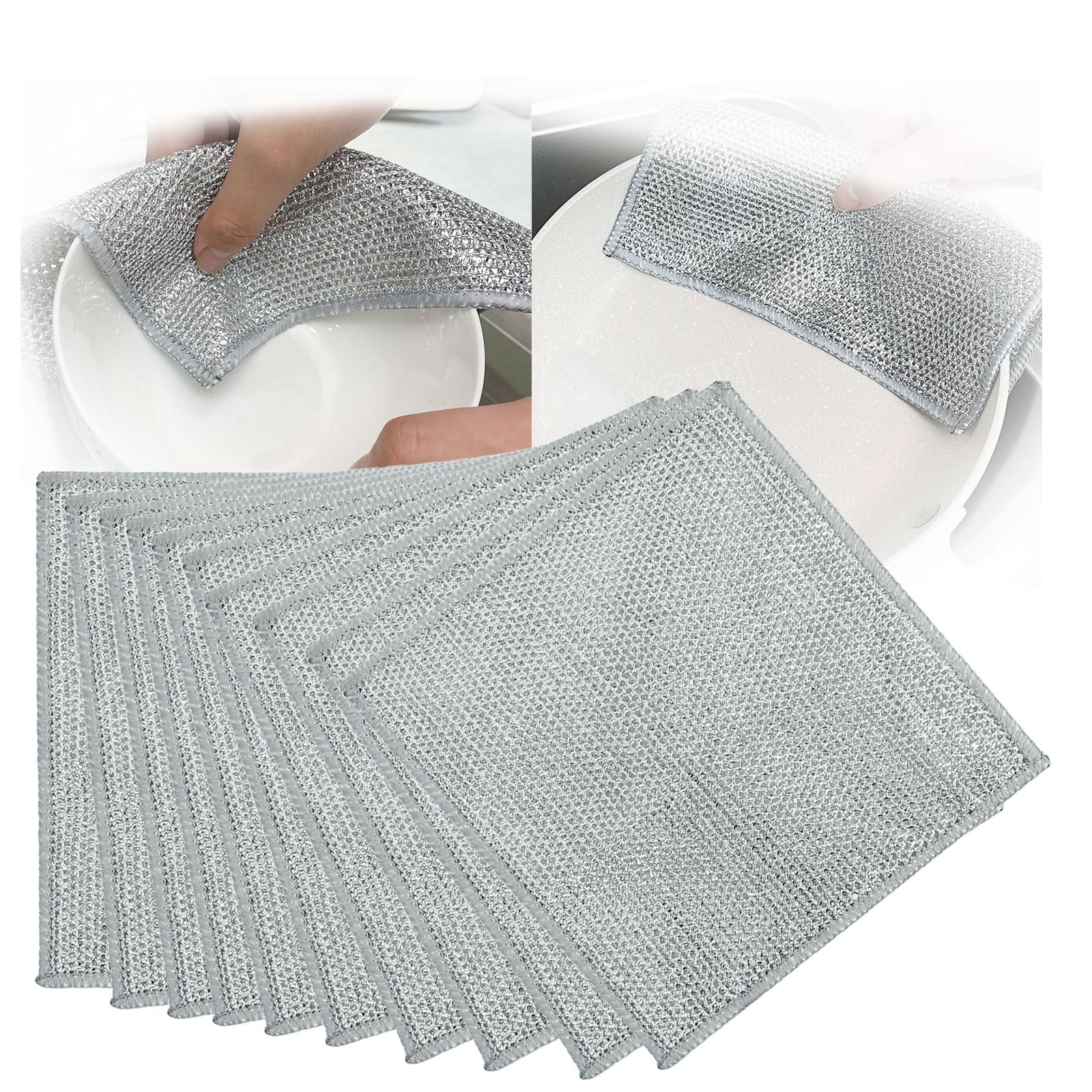 Non-Scratch Wire Dish Cloth, 20PCS Double Layer Multipurpose Wire ...