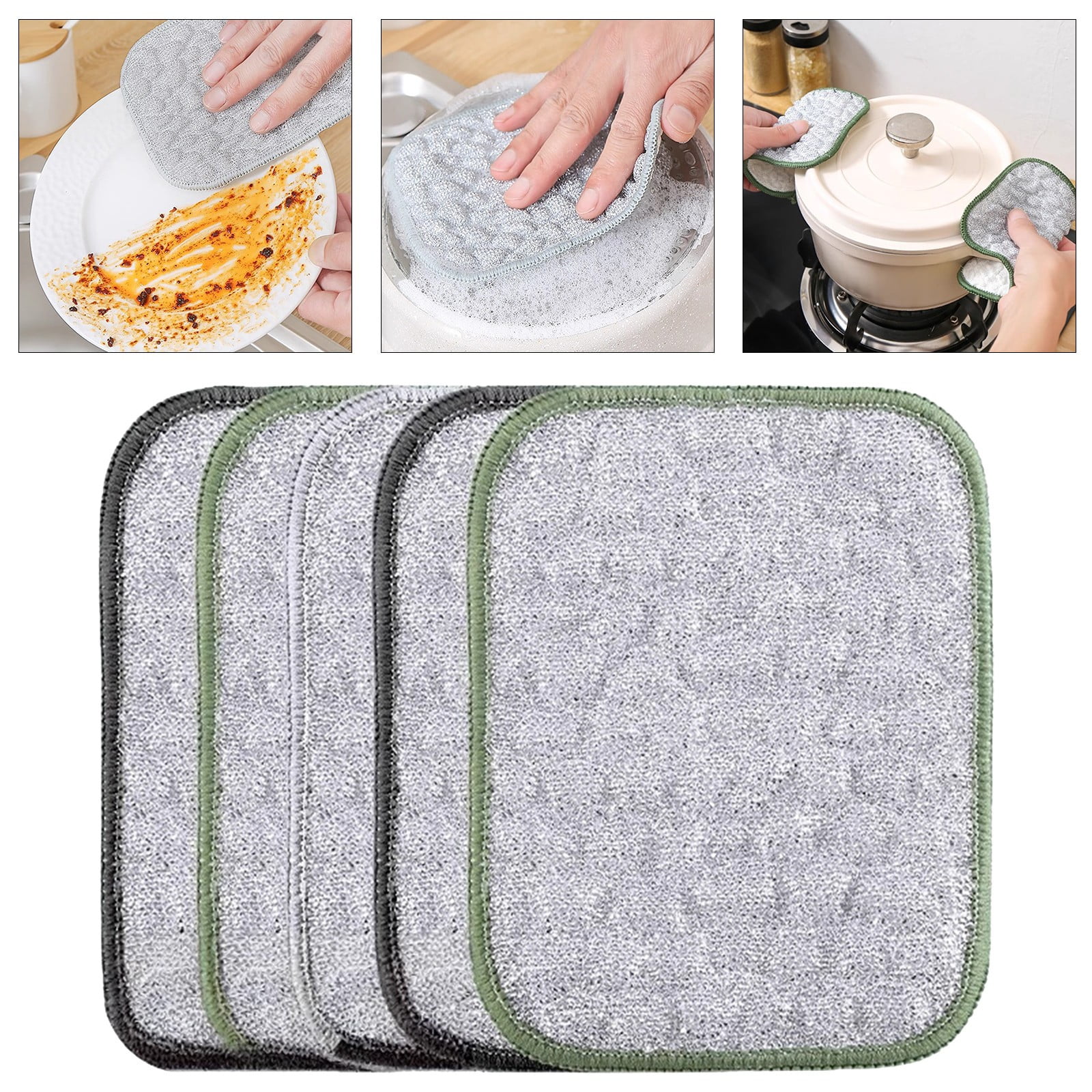 Non Scratch Wire Dishcloth, Double-Side Quick-Dry Odor-Free Scrub ...