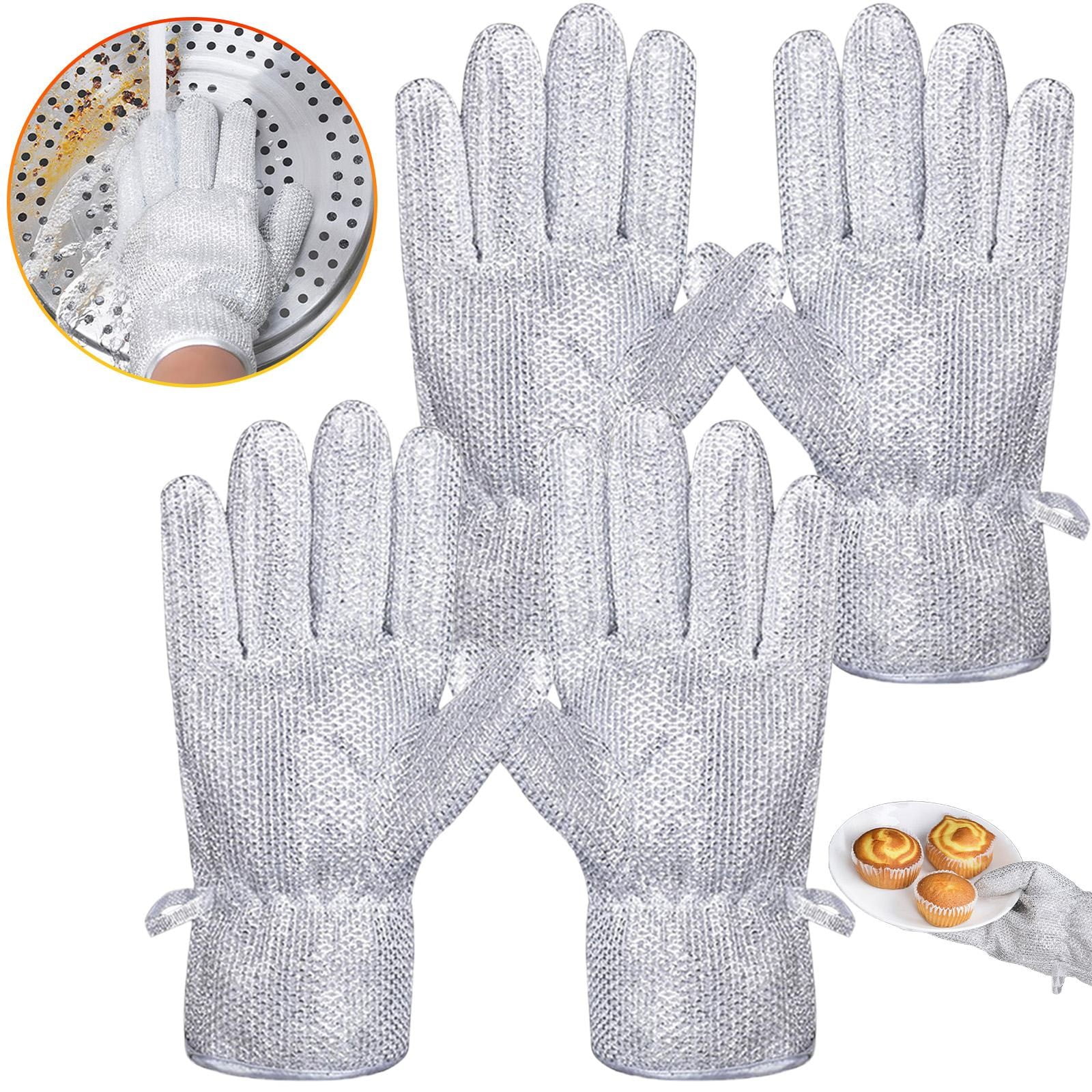 Non Scratch Wire Dishwashing Gloves with Scrubber, Wool Dishwashing Rag ...