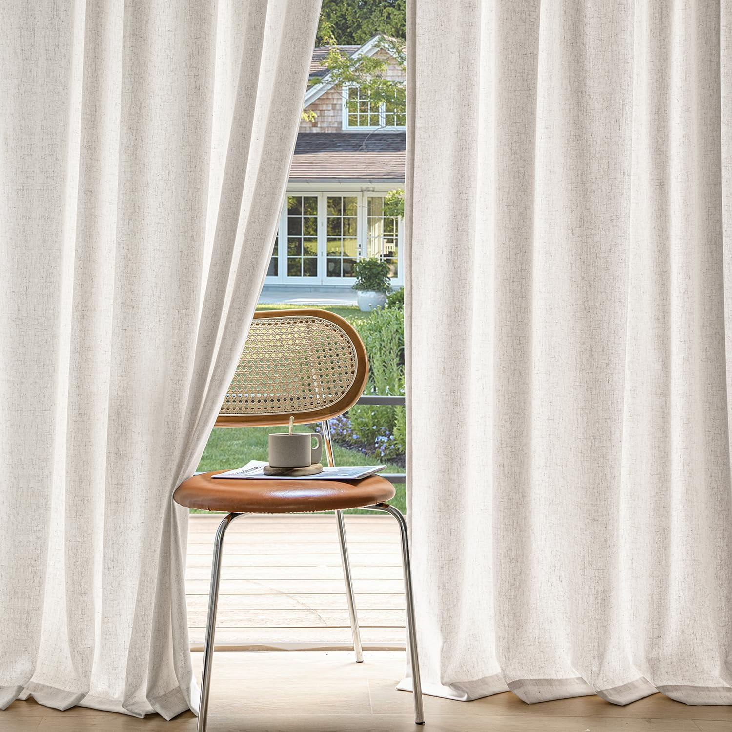 Non-See-Through Privacy Linen Curtains 2 Panels, Light Filtering Window ...