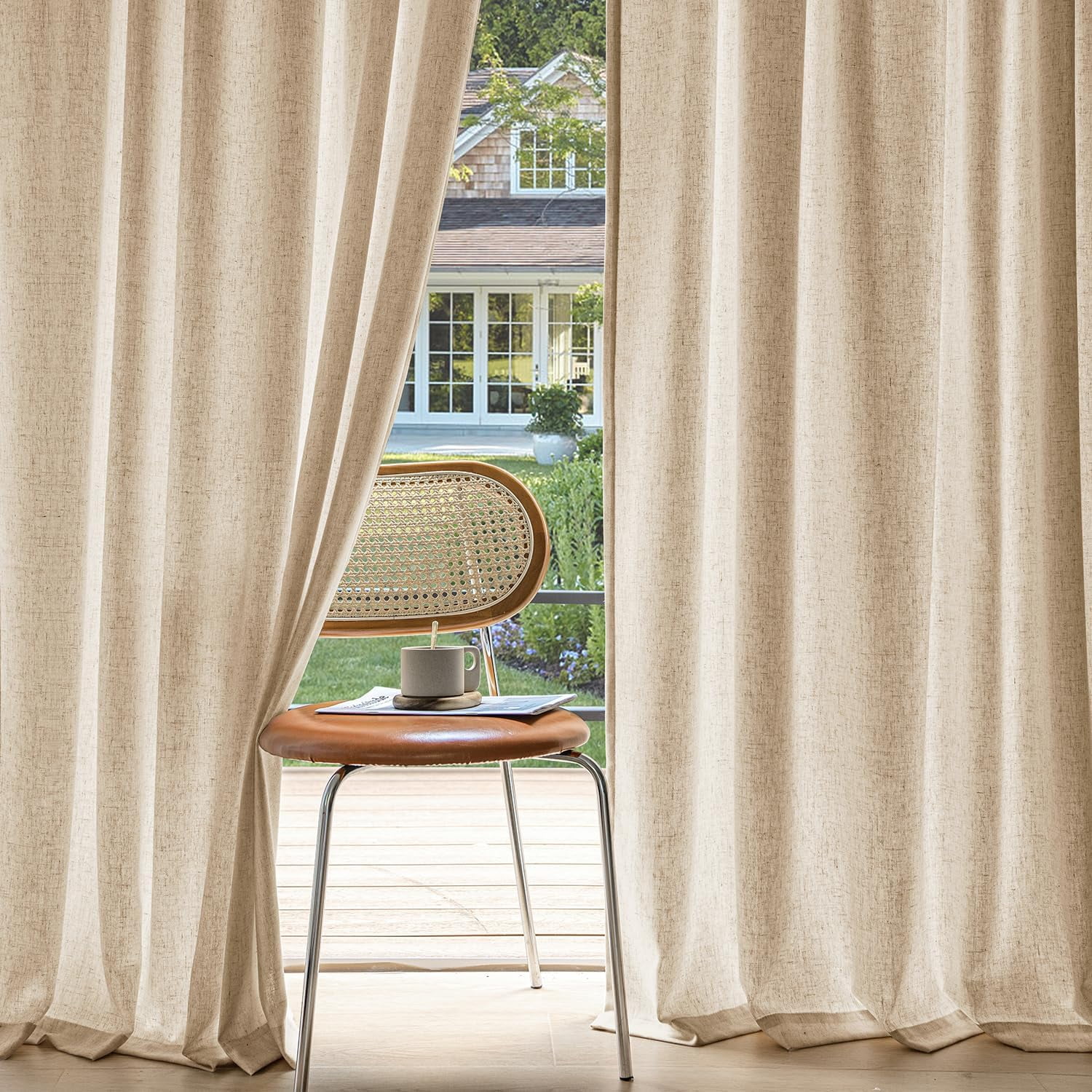 Non-See-Through Privacy Linen Curtains 2 Panels, Light Filtering Window ...