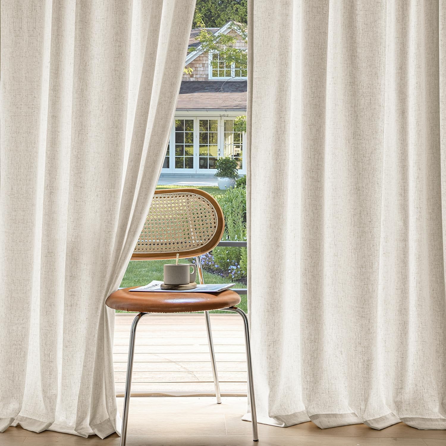 Non-See-Through Privacy Linen Curtains 2 Panels, Light Filtering Window ...