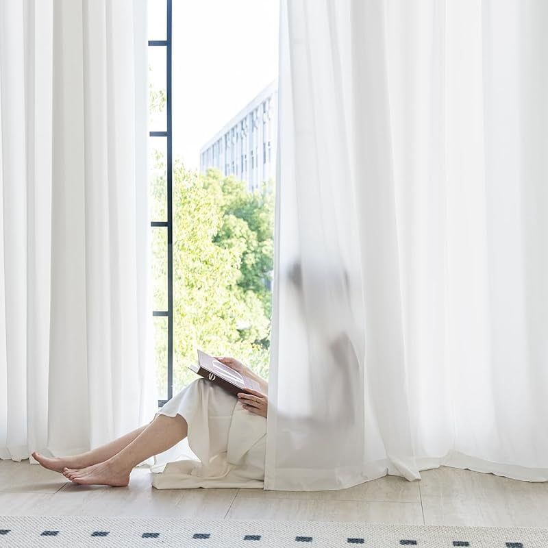 Non-See-Through White Privacy Semi Sheer Curtains That Let Light in 84 ...