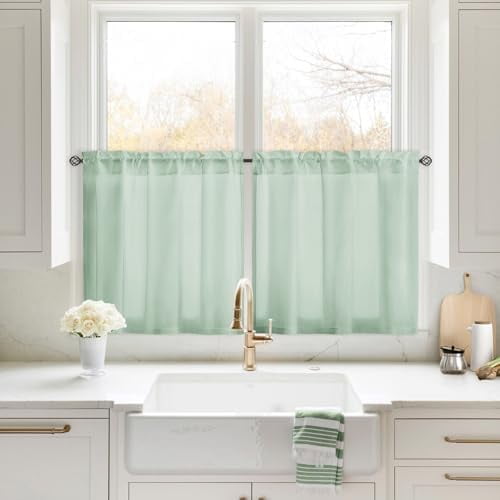 Non-See-Through White Privacy Sheer Curtains 52 X 84 Inches Long 2 ...