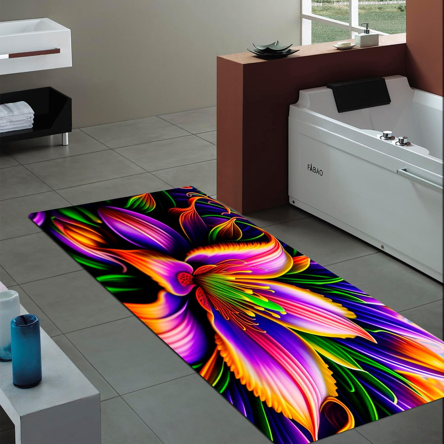 Non-Skid Low Pile Sponge Foam Door Entry Rug for Bathroom Mat,Sunflower ...