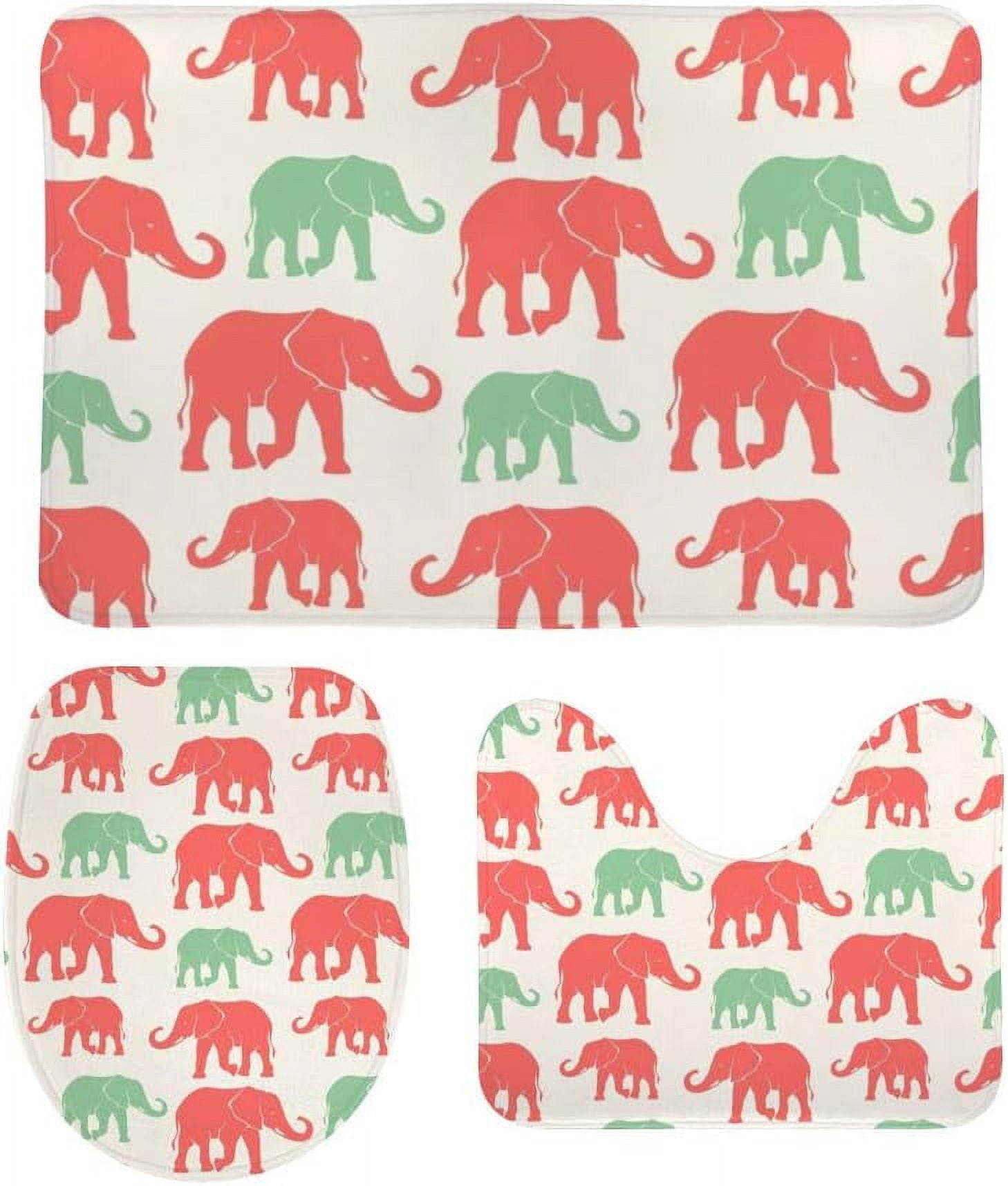 3 Piece SKYSONIC Non-Slip Bathroom Rug Set Beautiful Elephants Soft ...