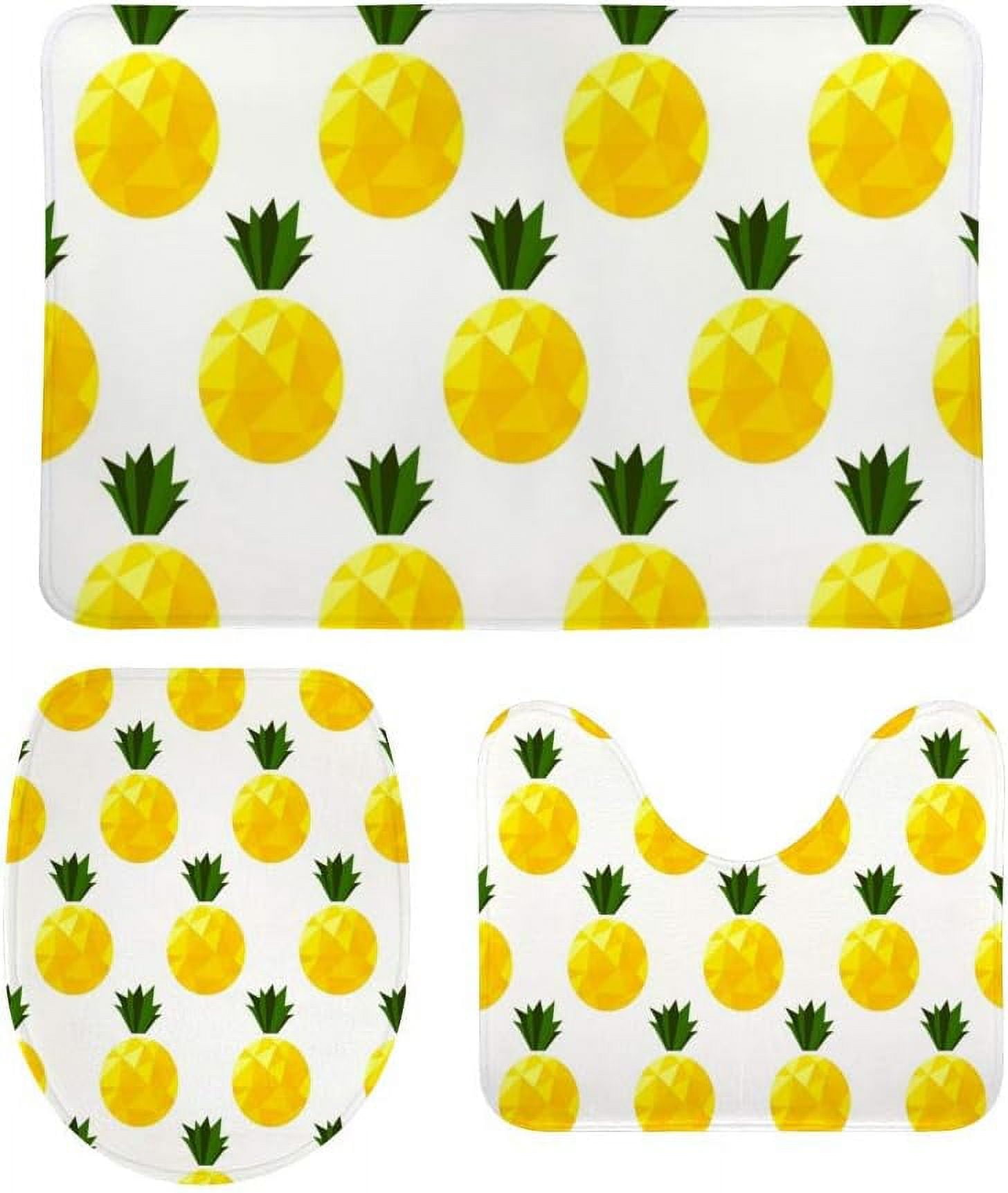 Non-Slip 3 Piece Bathroom Rug Set Beautiful Pineapples Soft Contour Rug ...