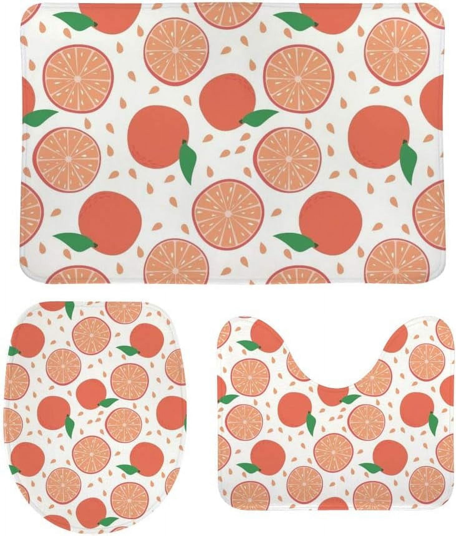 Non-Slip 3 Piece Bathroom Rug Set Orange Slices Soft Contour Rug ...
