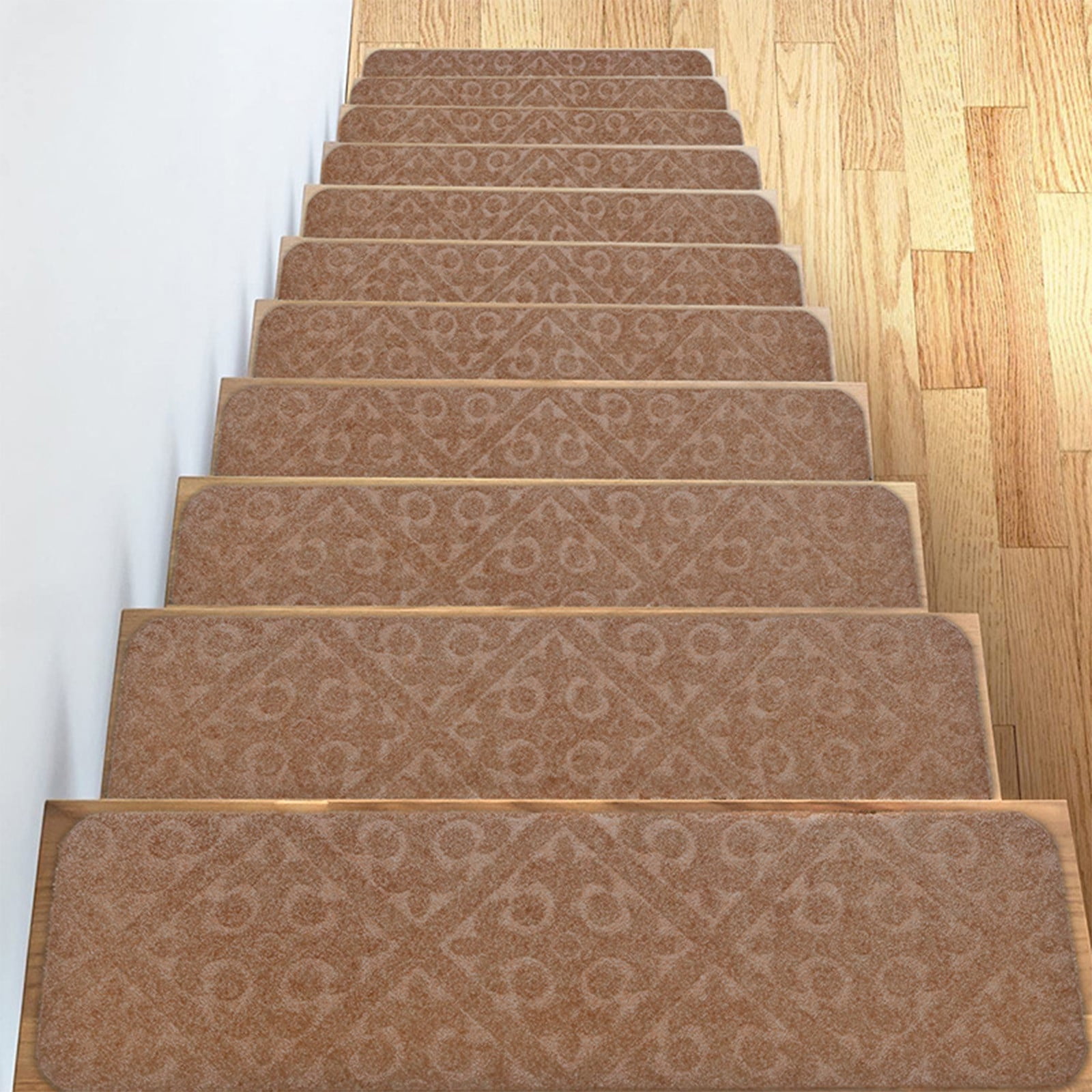 Non-Slip Adhesive Stair Treads 8x30 Inches, Carpet Mats for Wooden ...