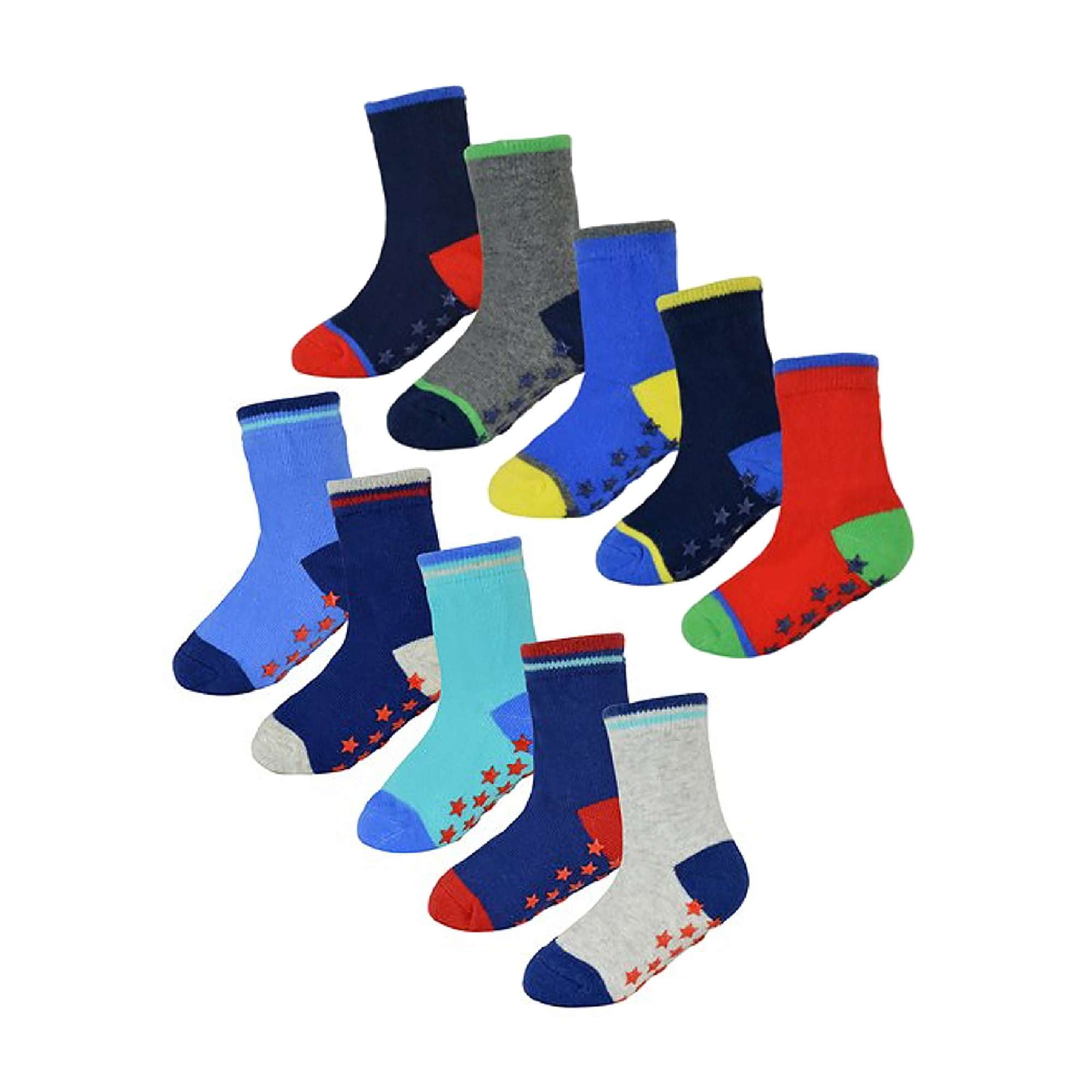 Non-Slip Baby Boy Socks | 10 Pair Pack | Sock Snob | Soft Cotton Socks ...