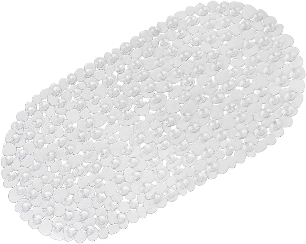 Non Slip Bath Mat for Bathroom, Pebble Frosted Flexible PVC Bathtub Mat ...