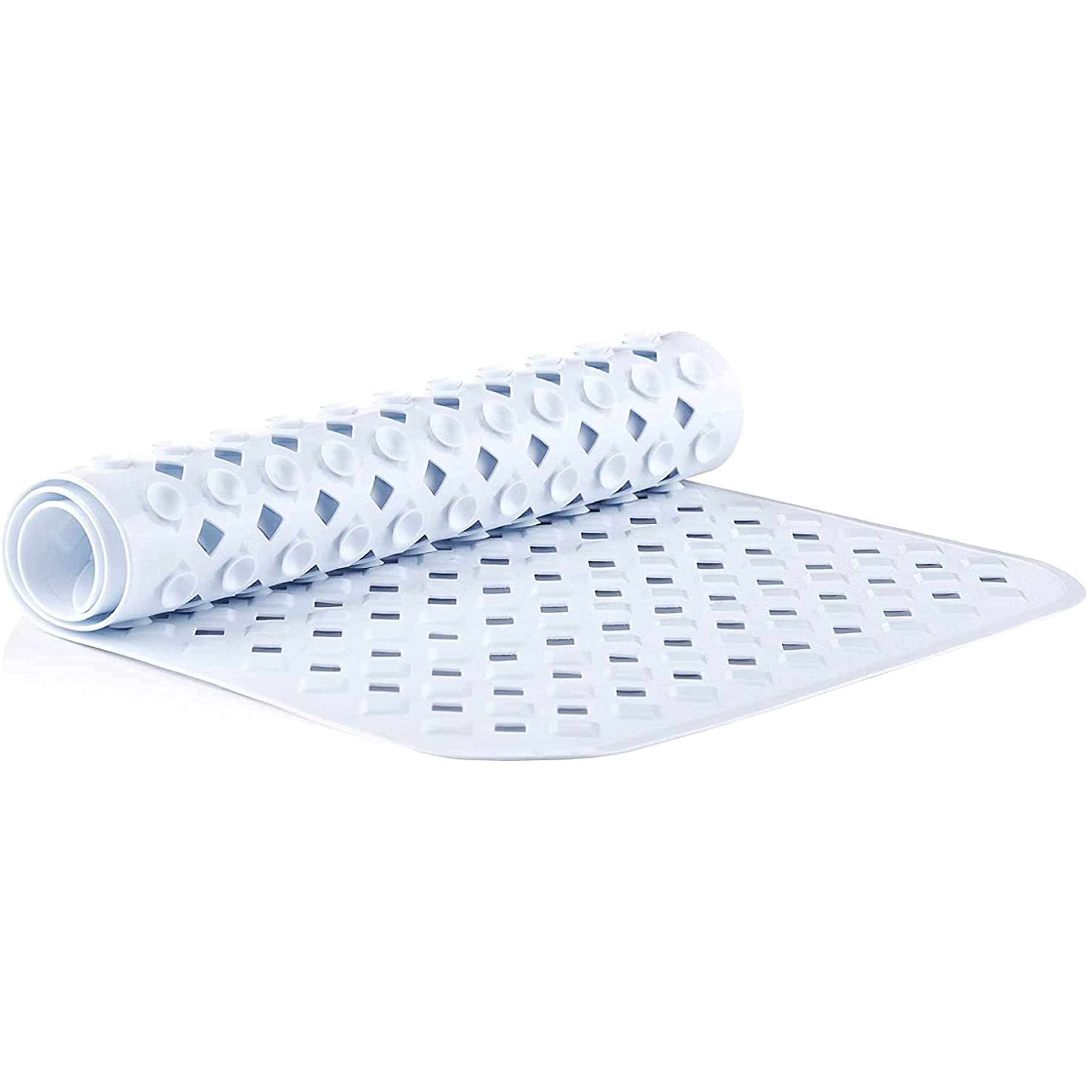 Non-Slip Bath Mat Diamond Cut White 88x40cm/35x16in With Suction Cups ...