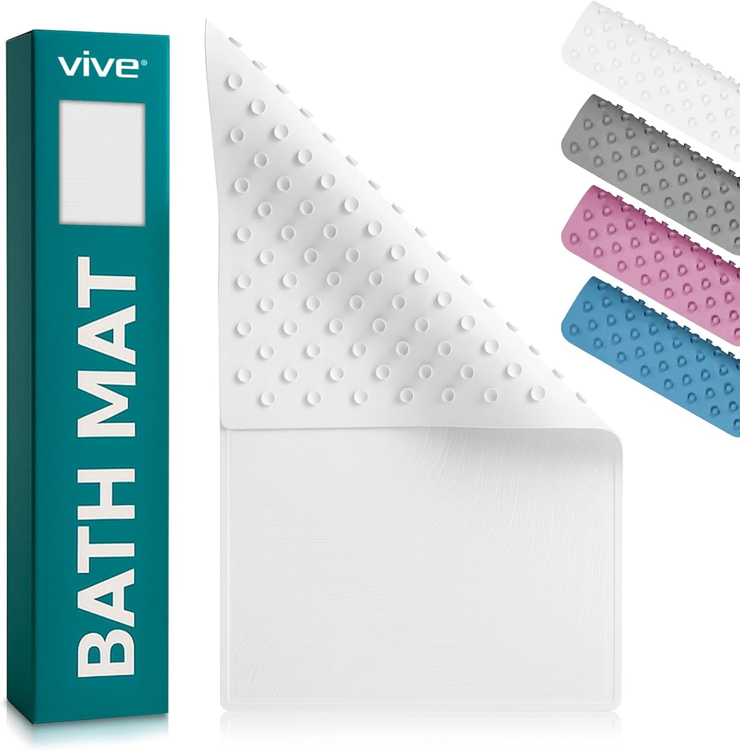 Non-Slip Bath Mat with Suction Cups - 28" x 16" Extra Large Rubber Mat ...