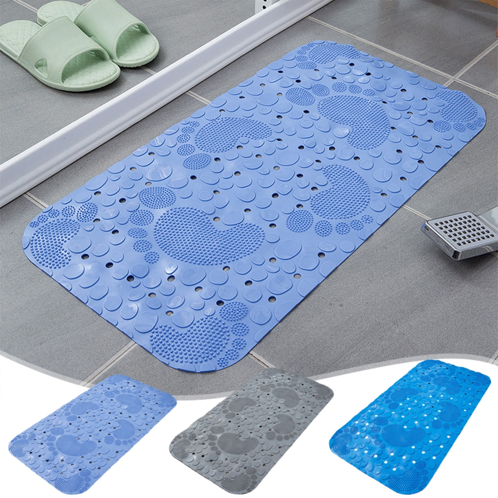 Non-Slip Bath Mat with Suction Cups Cute Footprint Design for Wet ...